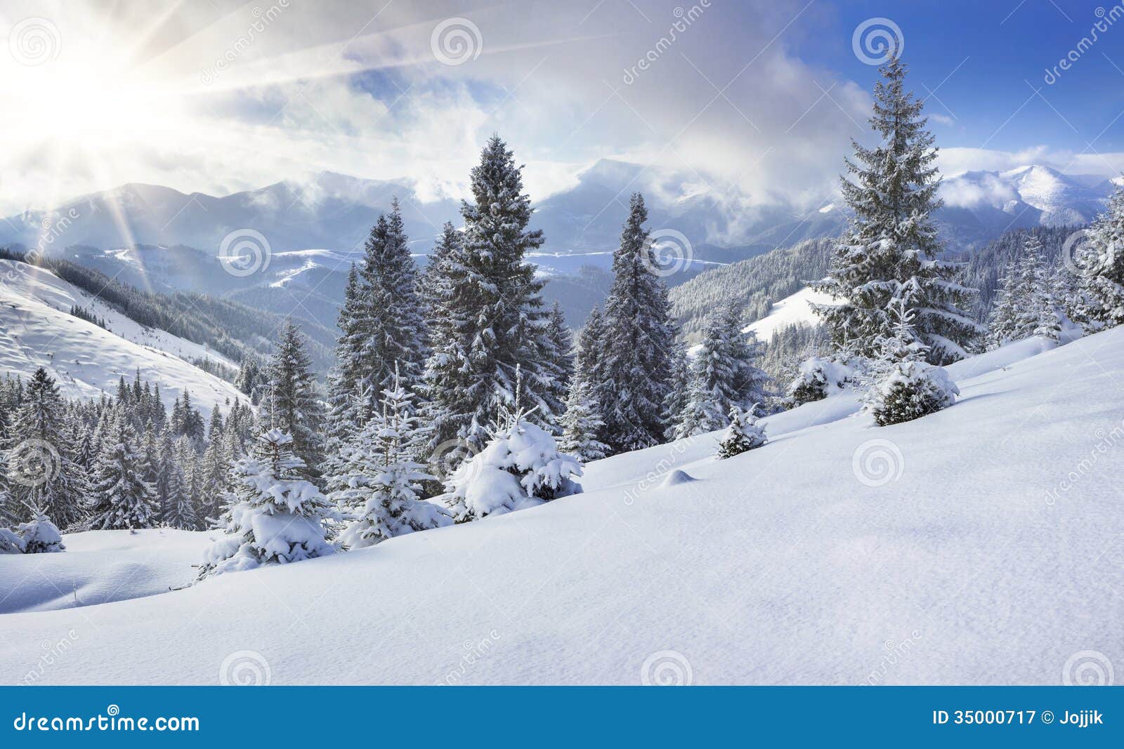 Beautiful Winter Landscape in Mountains Stock Image - Image of chill ...