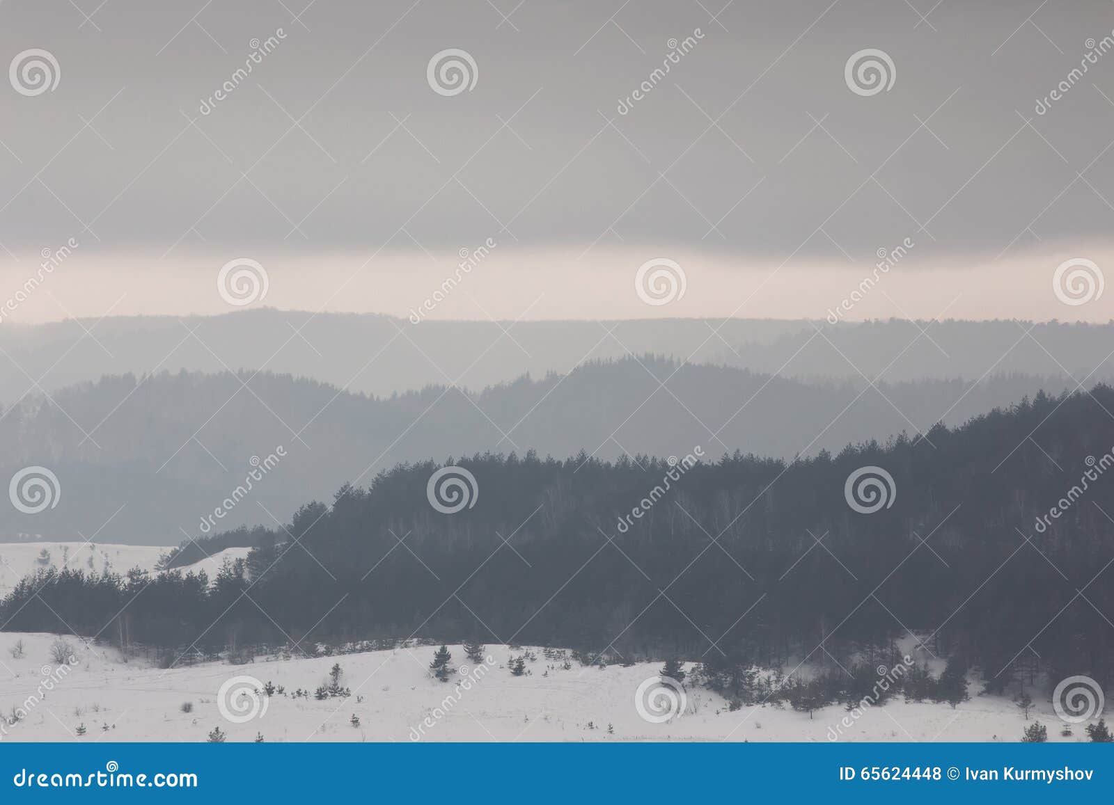 Beautiful Winter Nature Landscape. Layered Forest Mountains Stock Photo ...