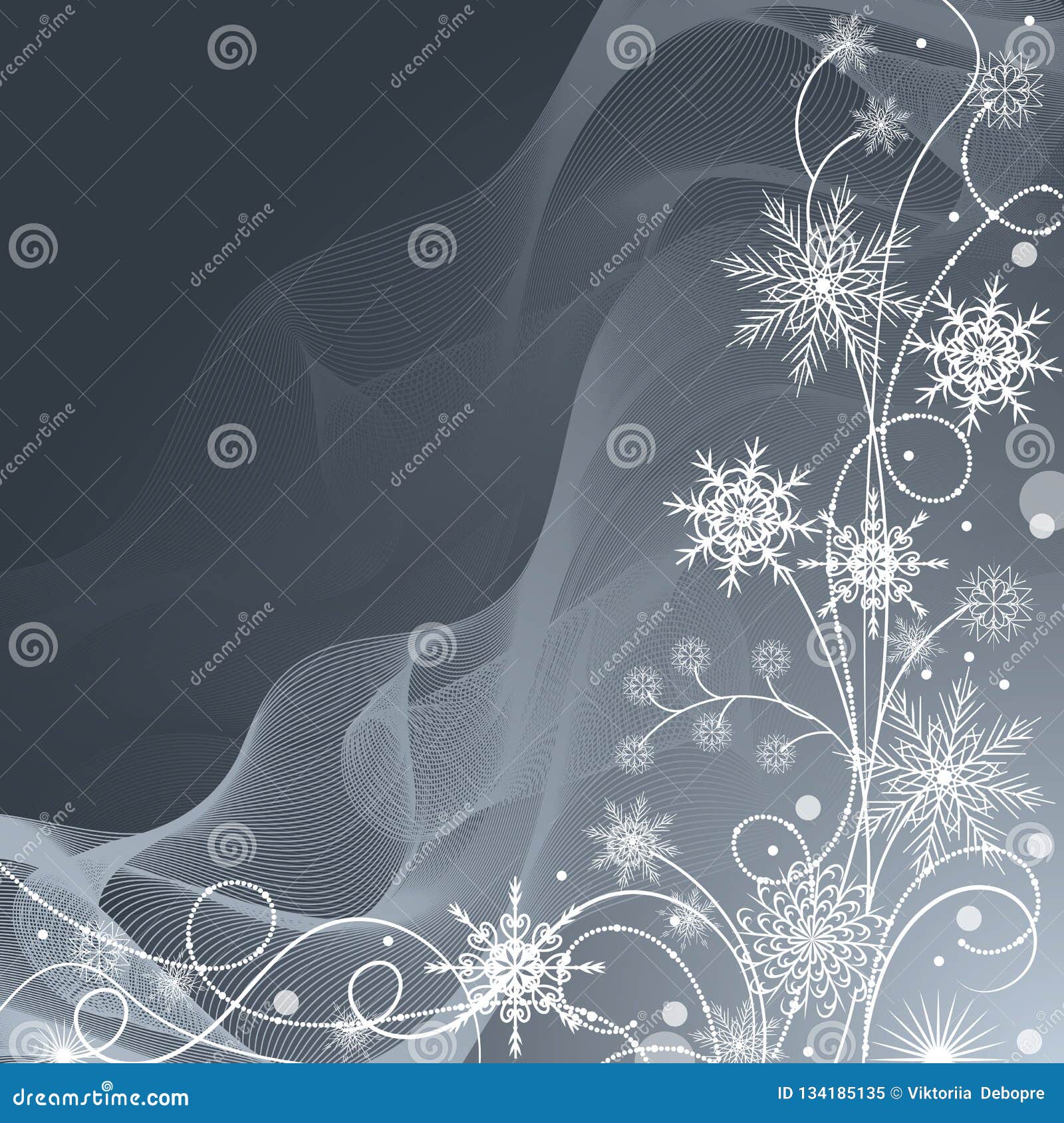 Beautiful Winter Pattern Made of Snowflakes on Gray Background Stock ...