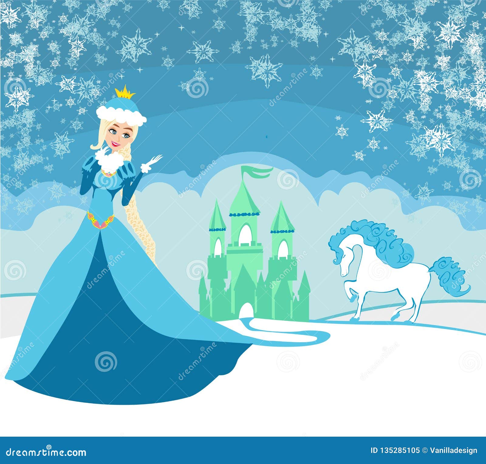 Beautiful winter princess stock vector. Illustration of expression ...