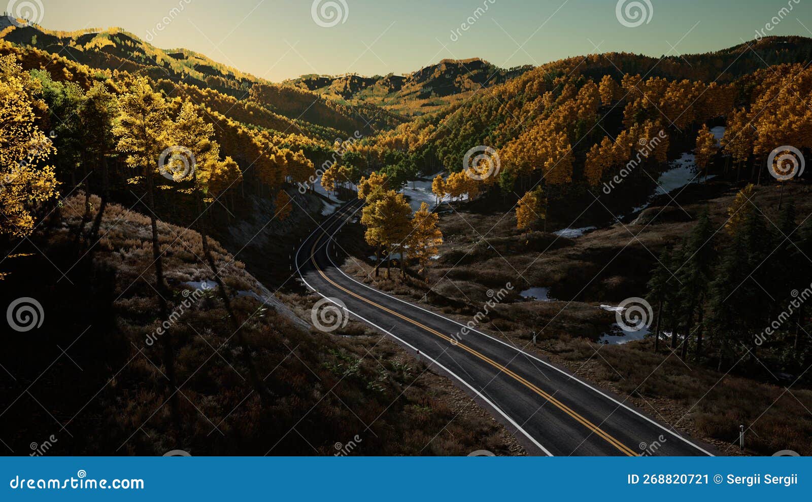 Beautiful Winter Road Seen from Above Stock Image - Image of nature ...