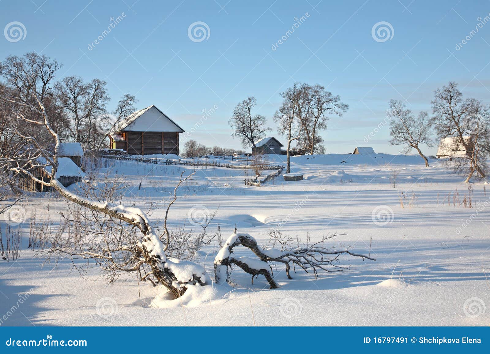 Beautiful Winter Rural Landscape Stock Image - Image of home, nature ...