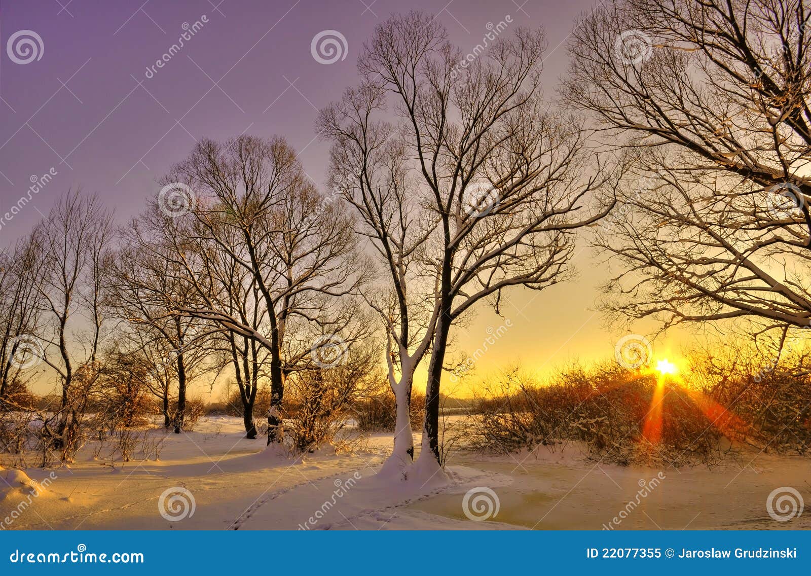 Beautiful winter sunset stock image. Image of park, outdoor - 22077355