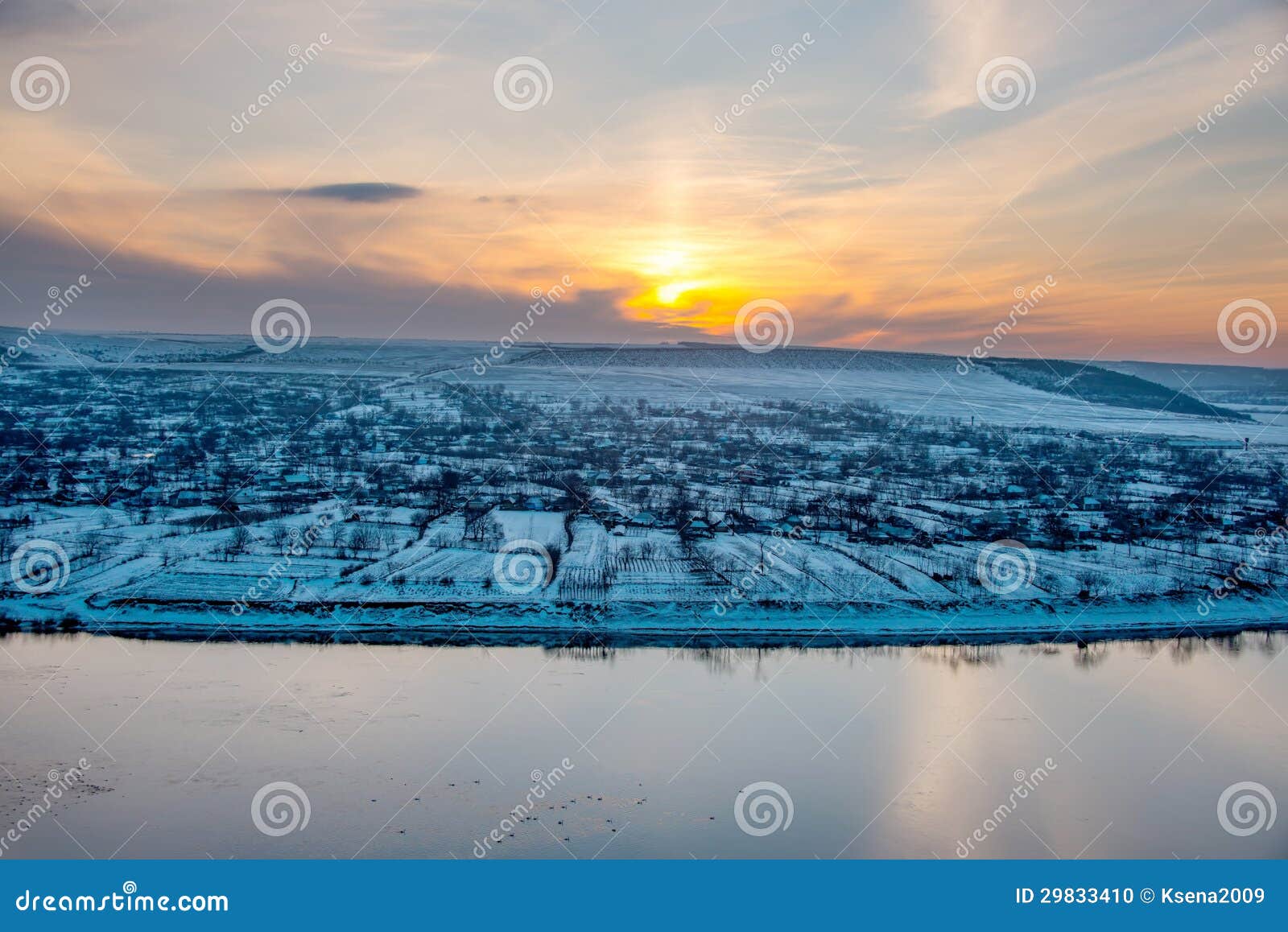 Beautiful Winter Sunset Landscape Stock Photo - Image of nature ...