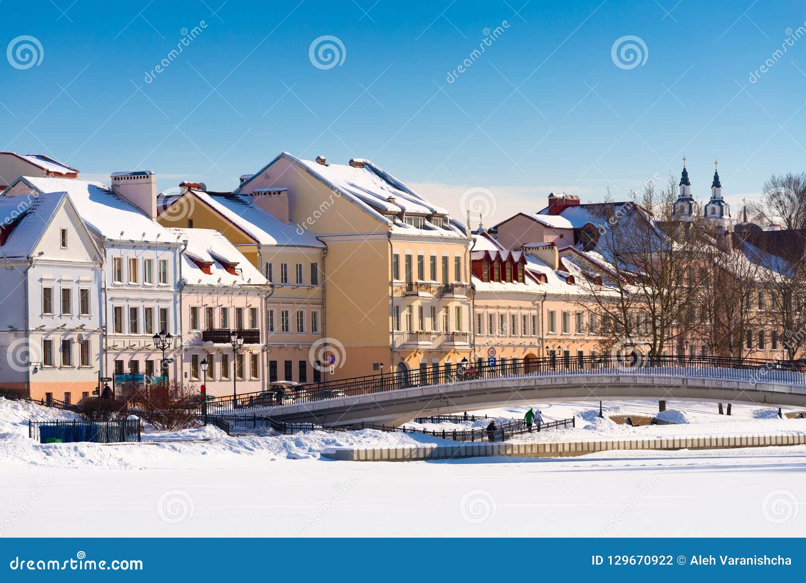 Beautiful Winter View of the Old Town. Minsk. Belarus Stock Photo ...
