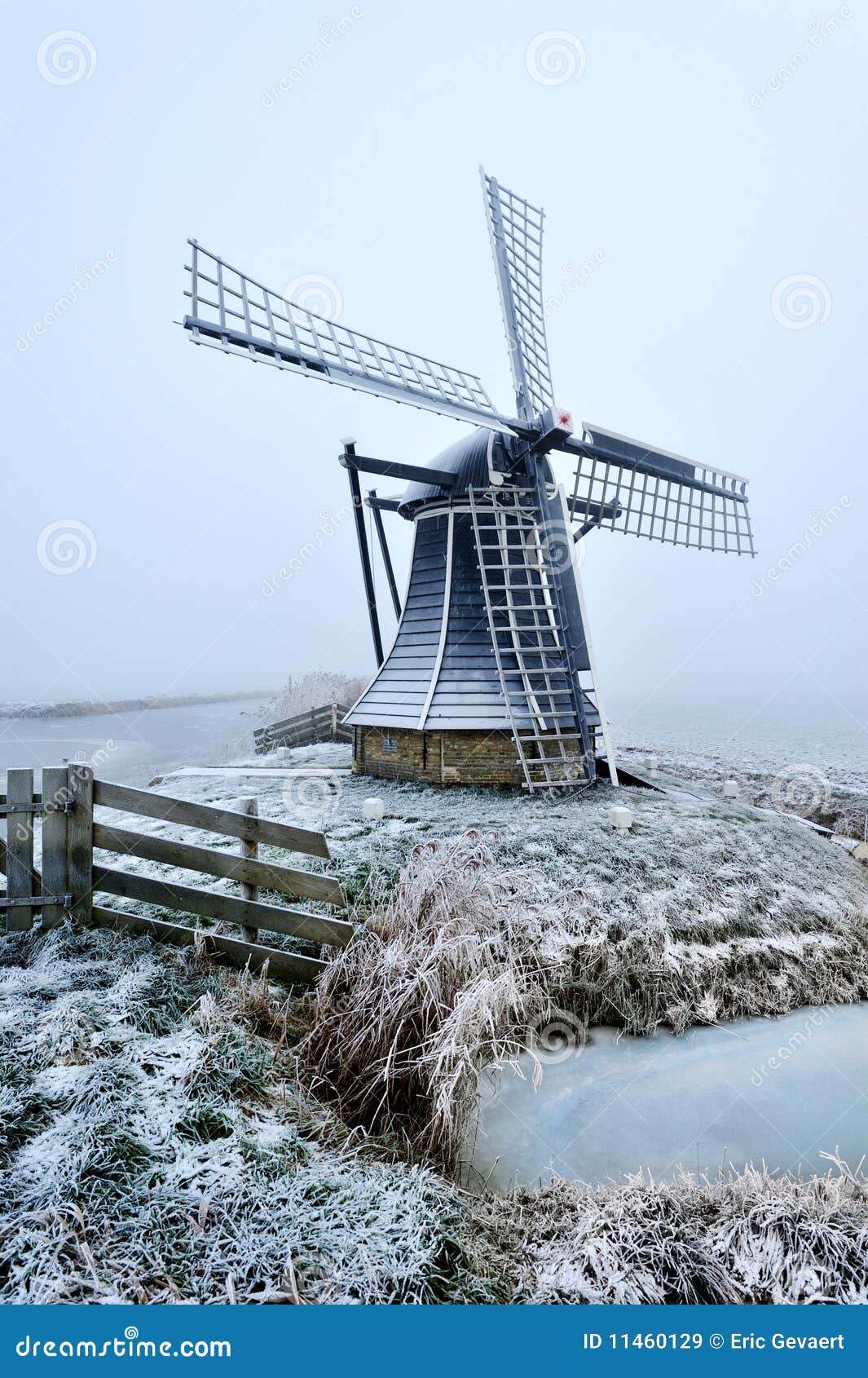 Beautiful Winter Windmill Landscape Stock Image - Image of cloud ...