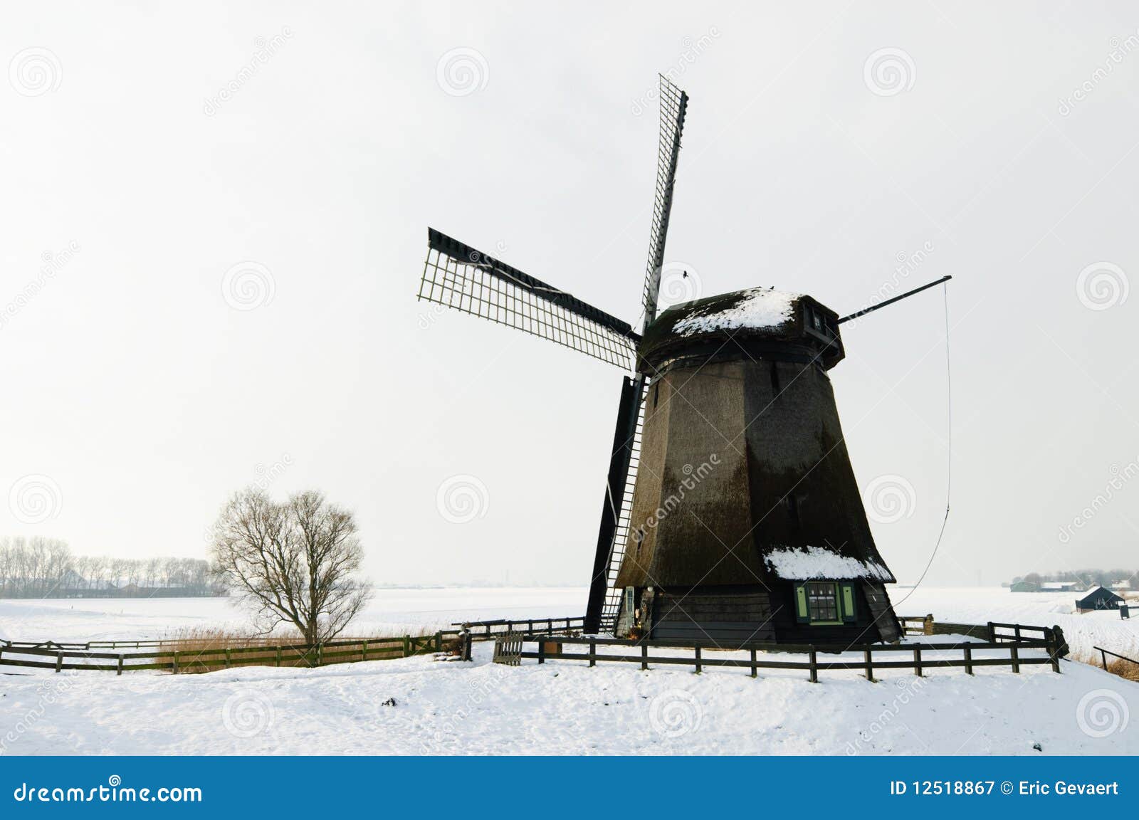 Beautiful Winter Windmill Landscape Stock Image - Image of mill ...