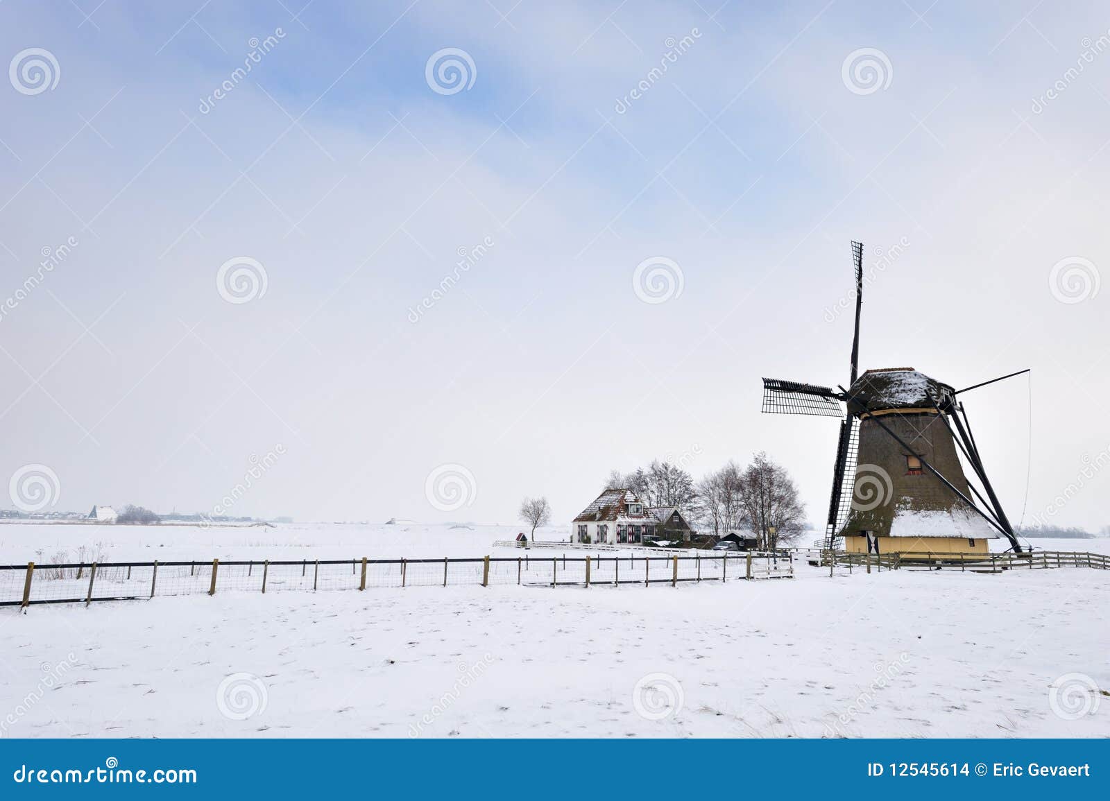 Beautiful Winter Windmill Landscape Stock Photo - Image of scenery ...