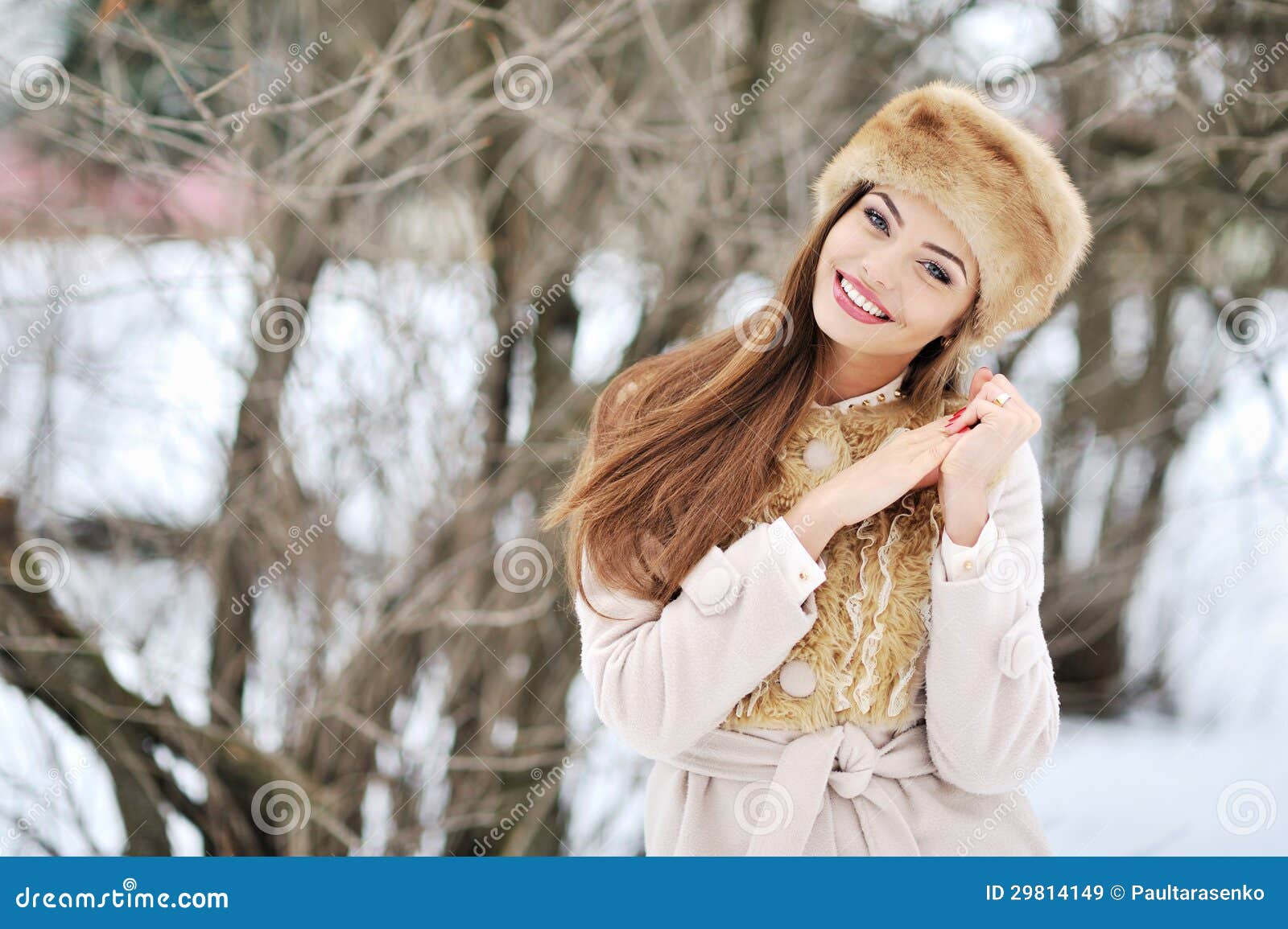 Beautiful Winter Woman Portrait Outdoors Stock Image - Image of adult ...