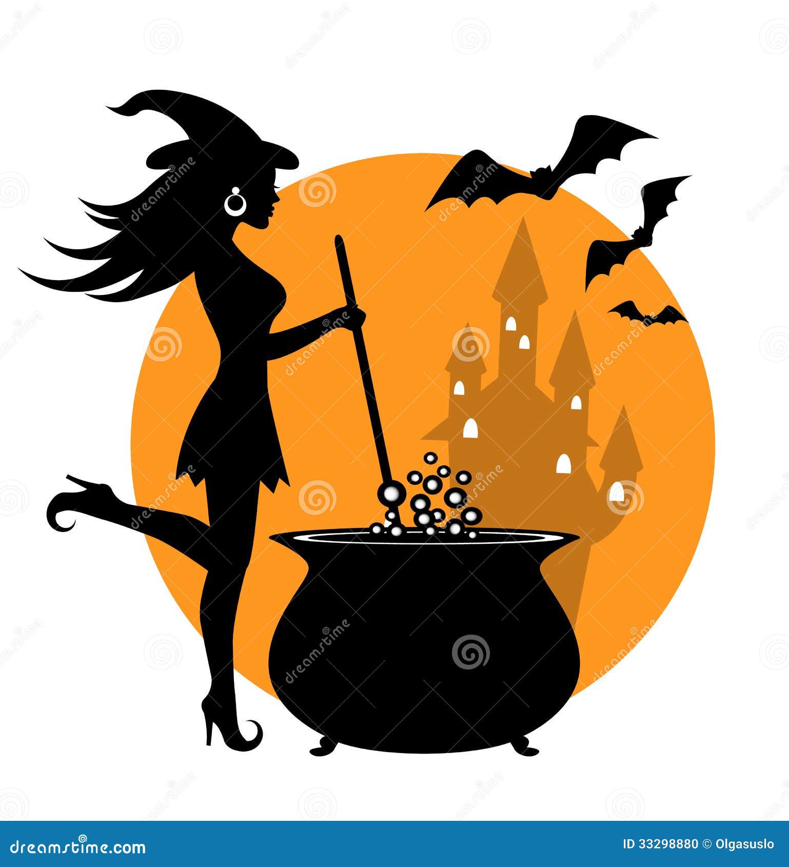 Beautiful Witch And Cauldron Stock Photo - Image: 33298880