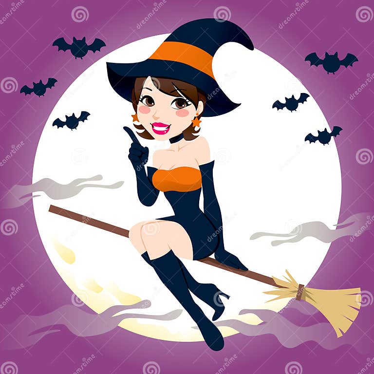 Beautiful Witch Flight stock vector. Illustration of halloween - 25978519