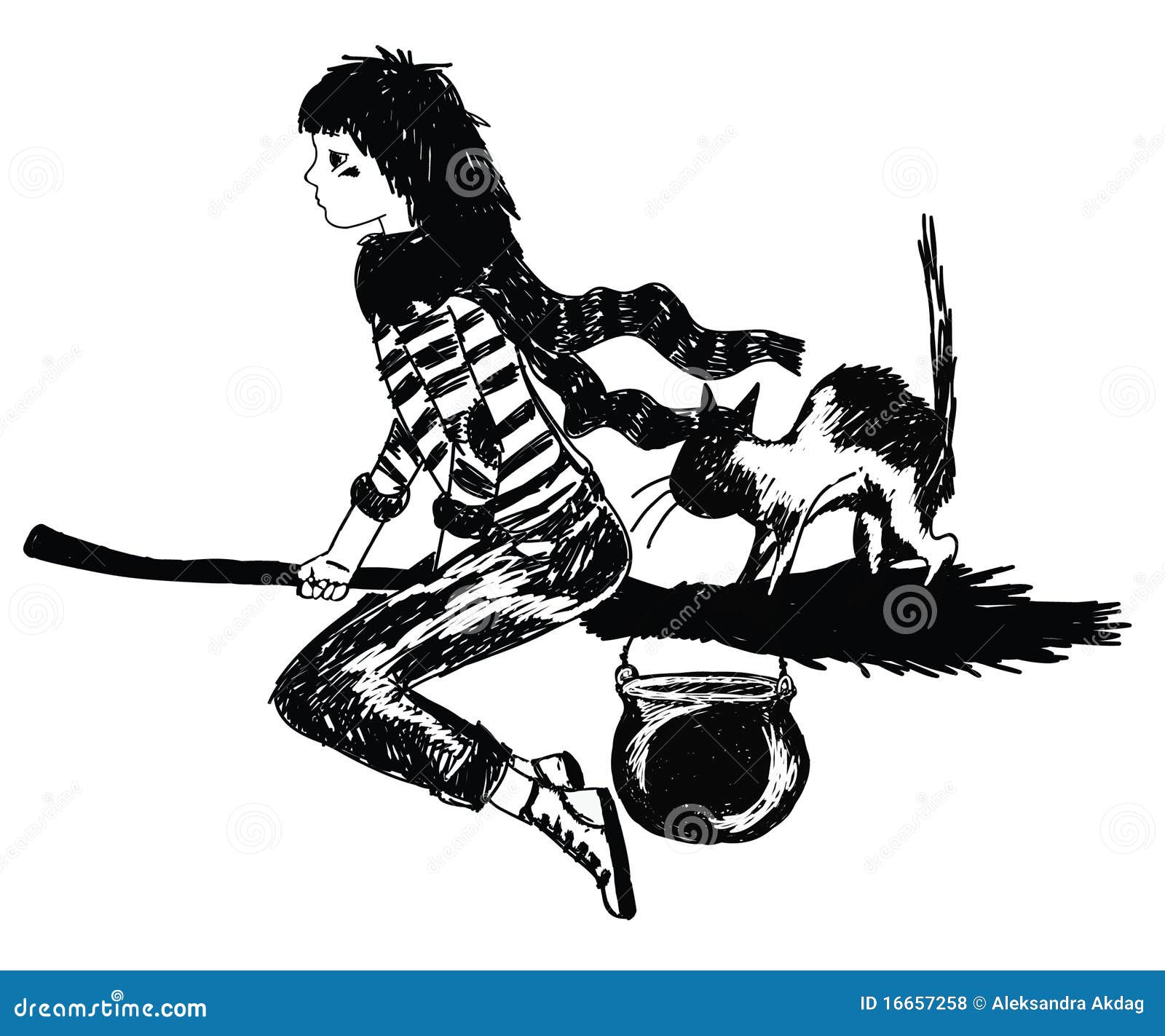 Beautiful witch flying stock vector. Illustration of beautiful - 16657258