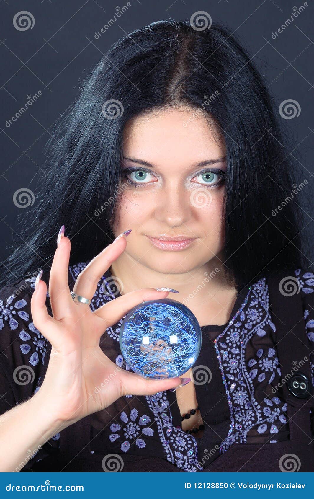 Beautiful Witch with Magic Sphere Stock Photo - Image of magical, ball ...