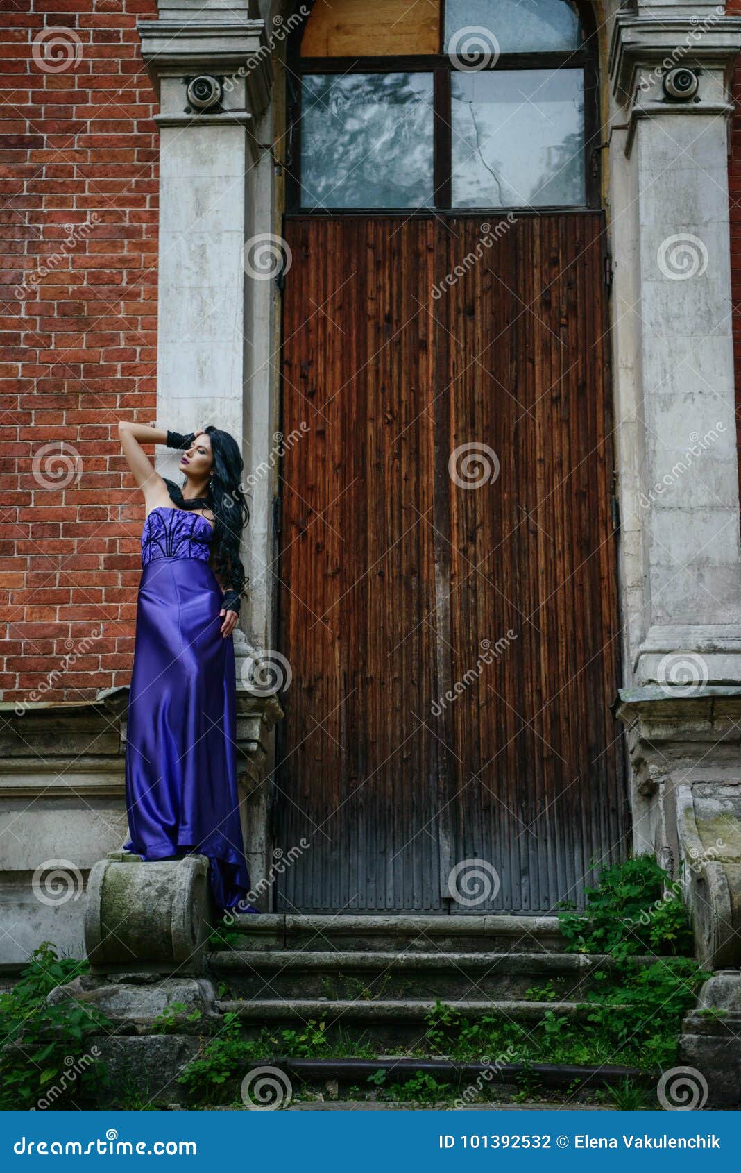 Beautiful Witch in Purple Dress Stock Photo - Image of long, classy ...