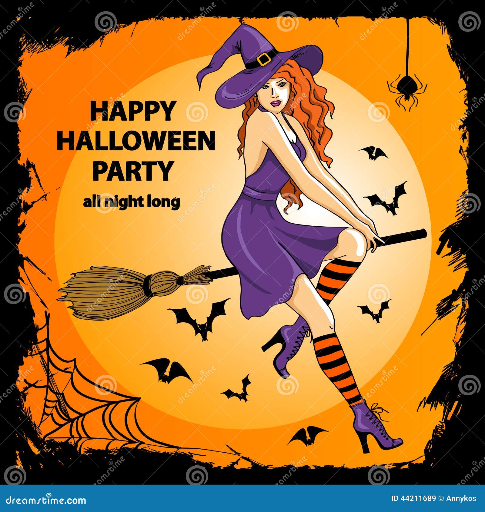 Beautiful Witch Sitting on the Broom Stock Vector - Illustration of ...