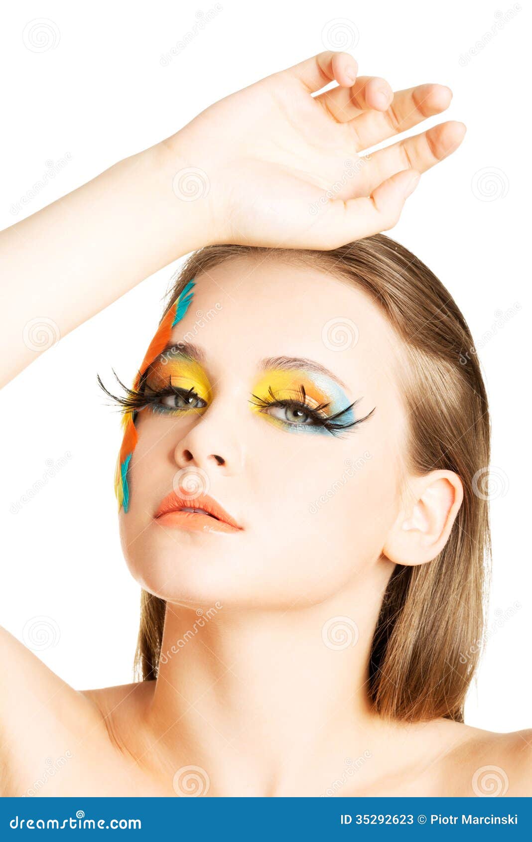 Beautiful Woman with Abstract Make Up. Stock Image - Image of mascara ...