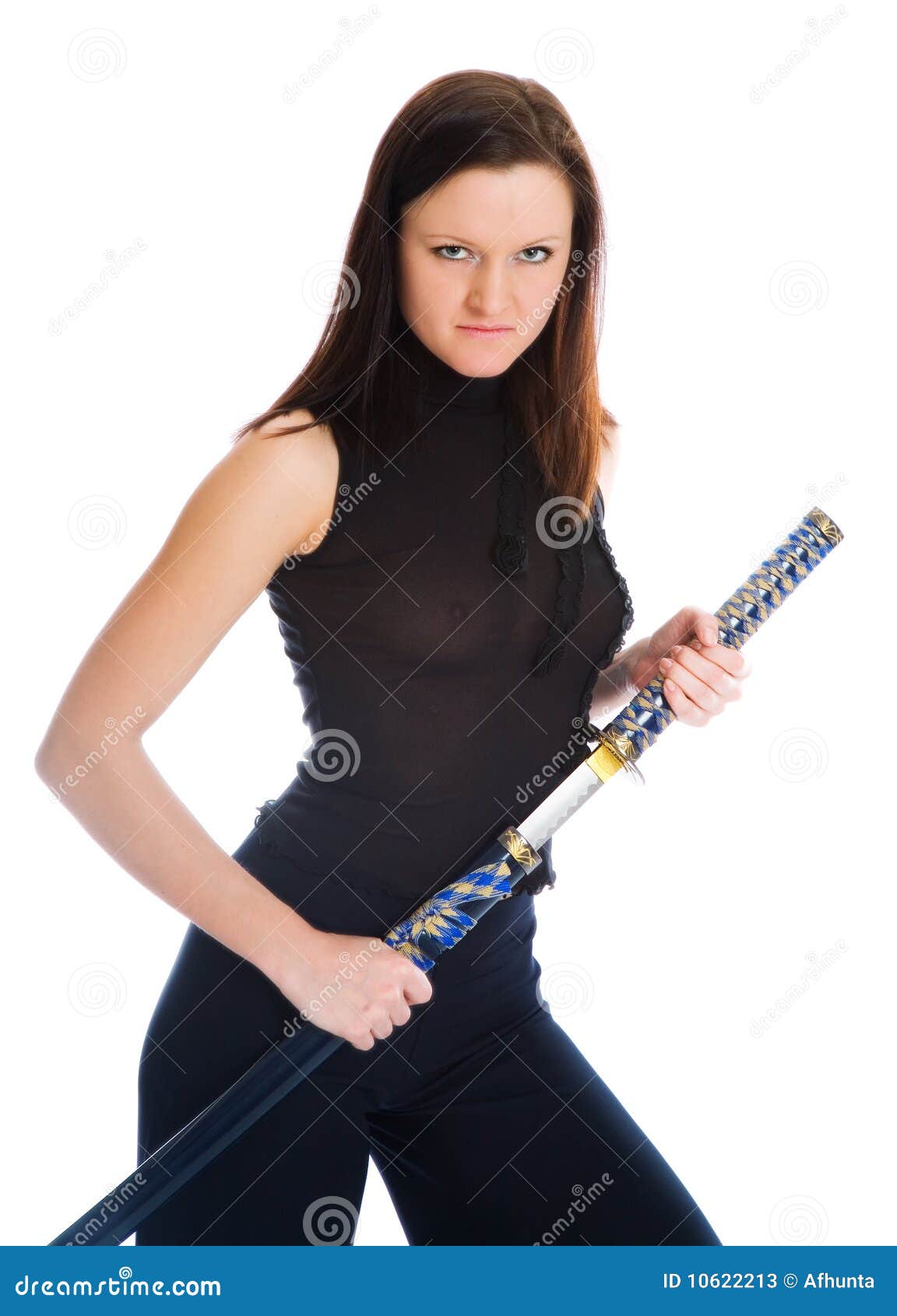 Beautiful Woman in an Aggressive Posture Stock Image - Image of ...