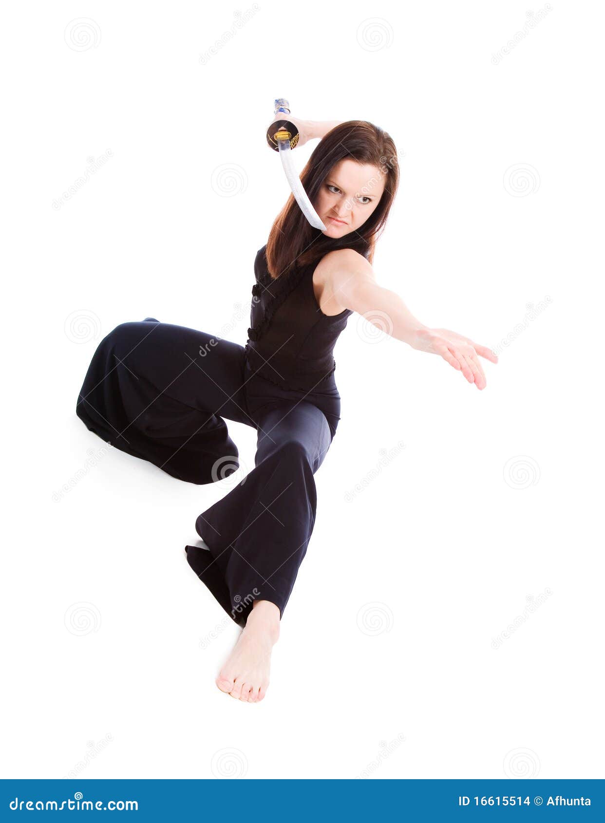 Beautiful Woman in an Aggressive Posture Stock Photo - Image of female ...