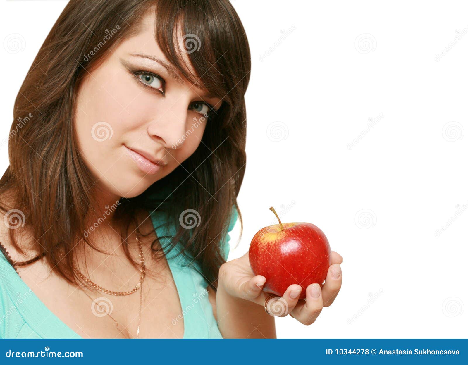 Beautiful woman with apple stock photo. Image of freshness - 10344278