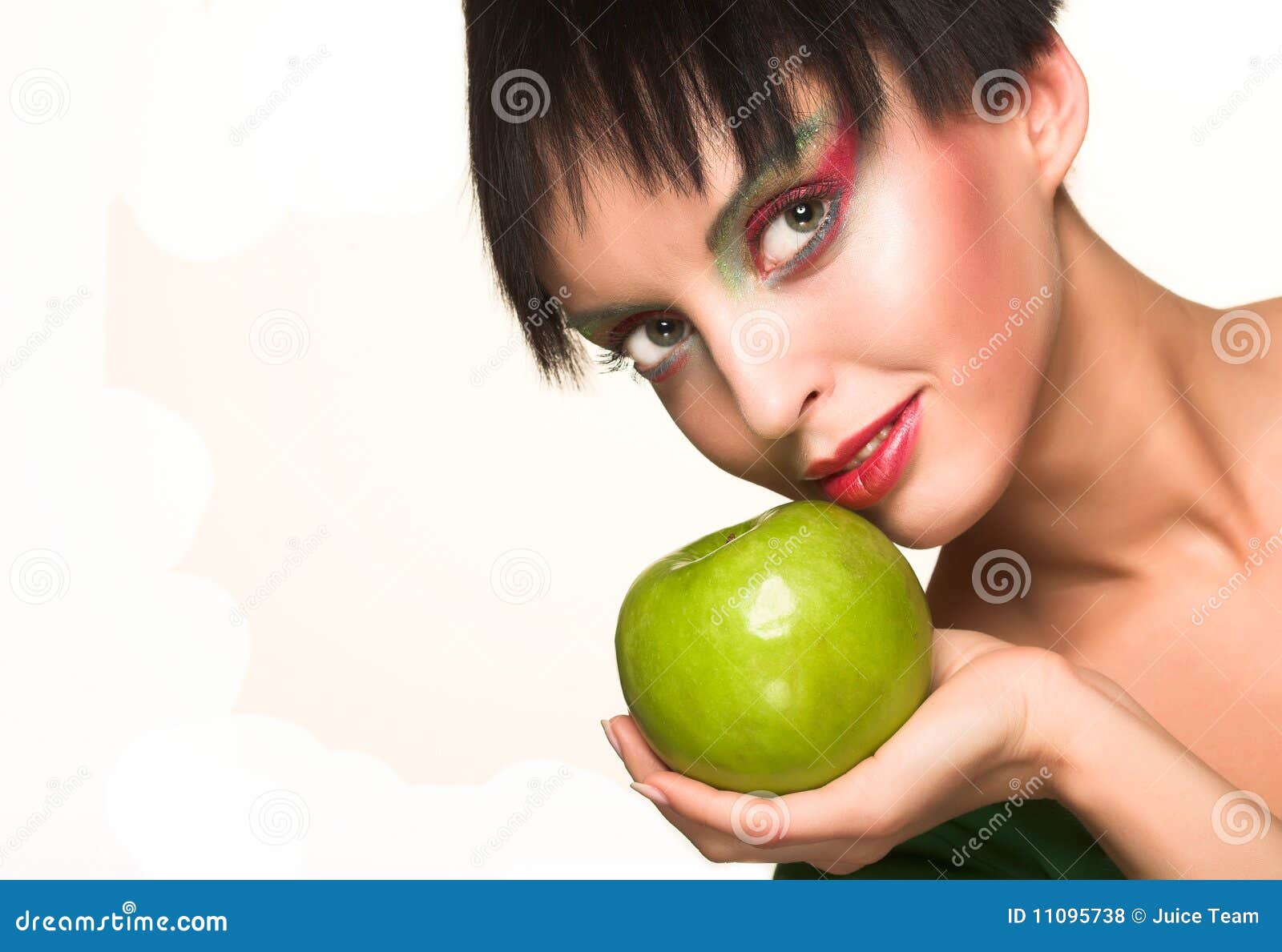 Beautiful woman with apple stock photo. Image of background - 11095738