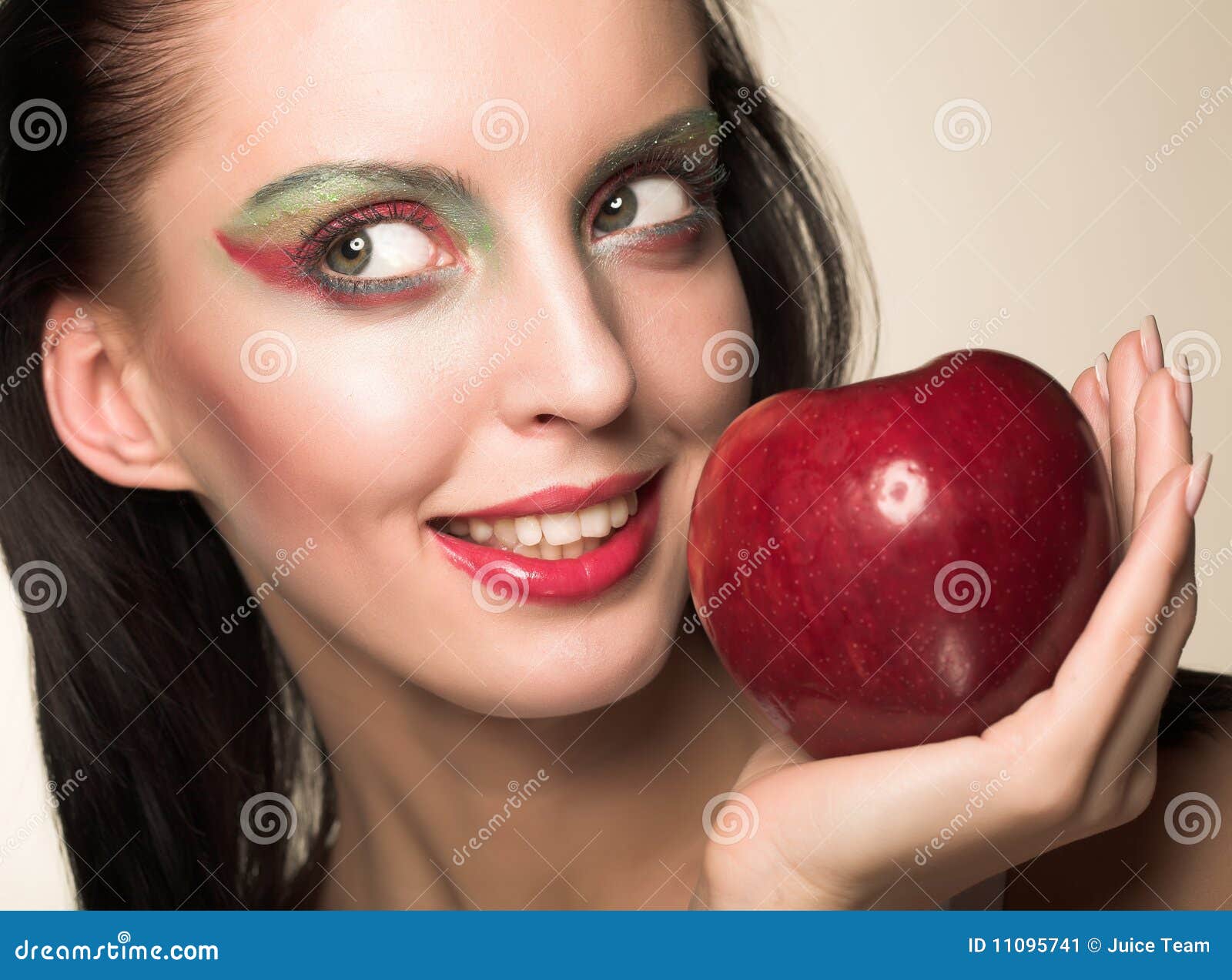 Beautiful woman with apple stock image. Image of healthy - 11095741