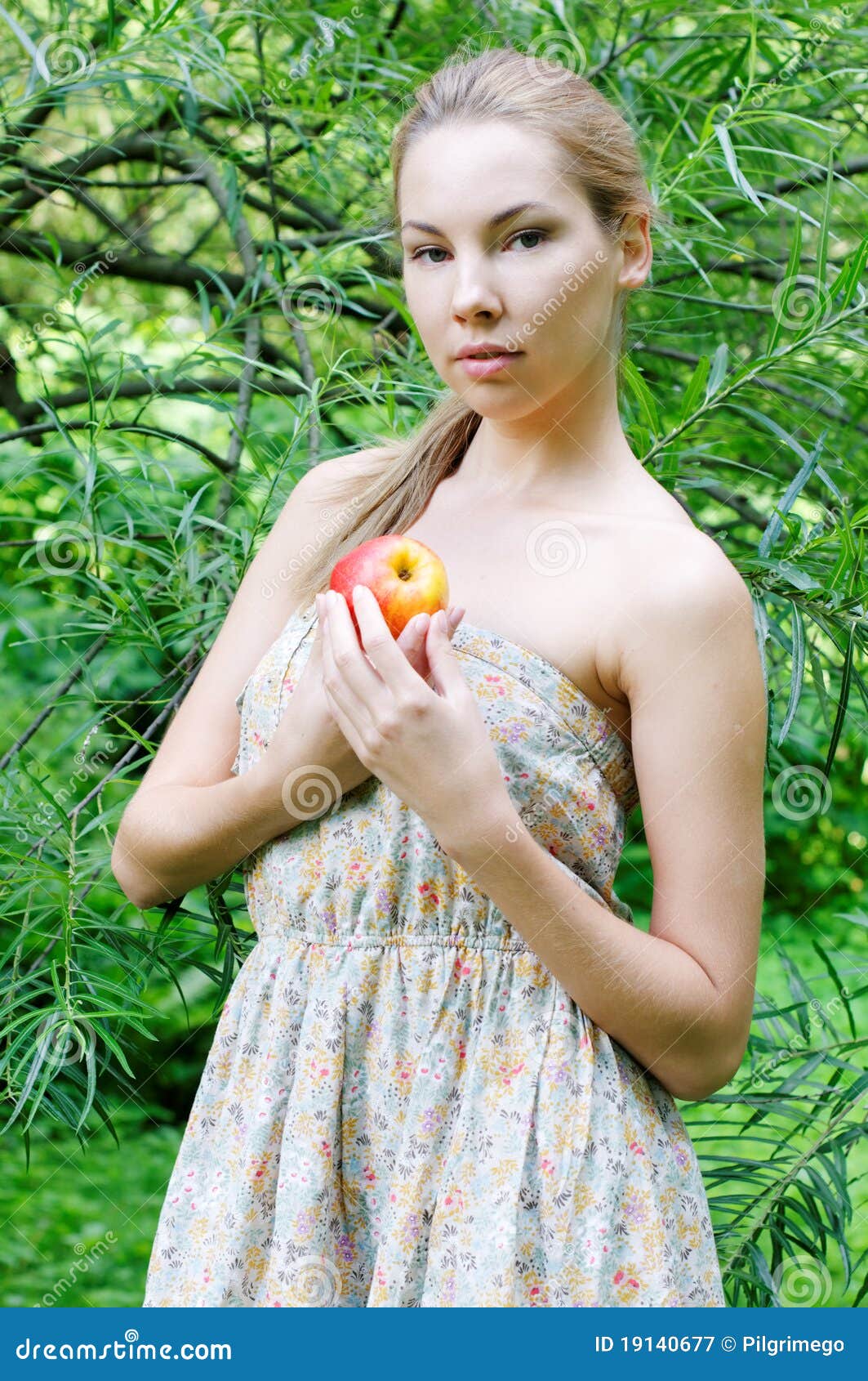 Beautiful woman with apple stock image. Image of femininity - 19140677