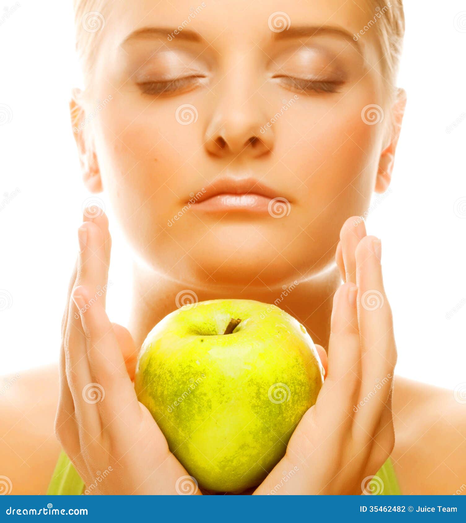 Beautiful Woman with an Apple Stock Photo - Image of healthy, happy ...