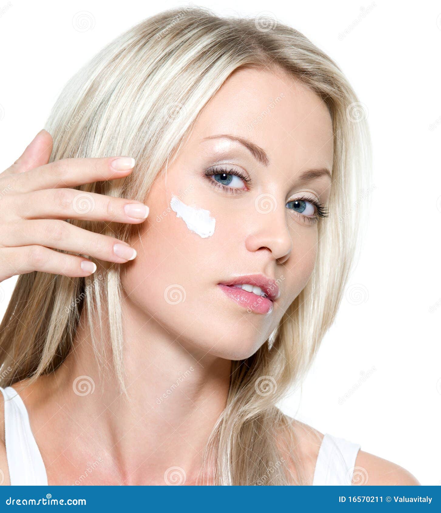 Beautiful Woman Applying Cream Stock Image - Image of attractive, adult ...