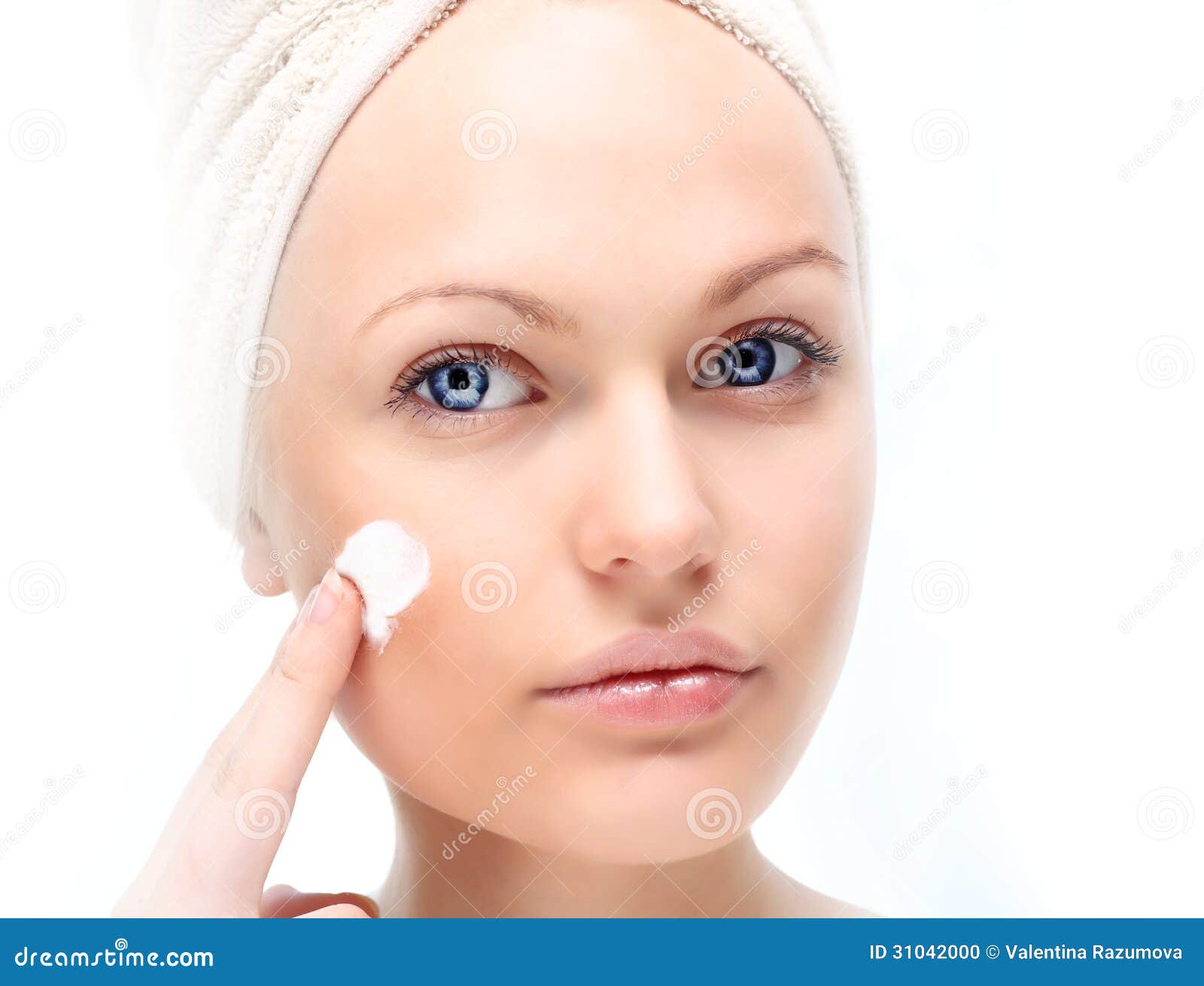 Beautiful Woman Applying Cream. Stock Photo - Image of person, elegant ...