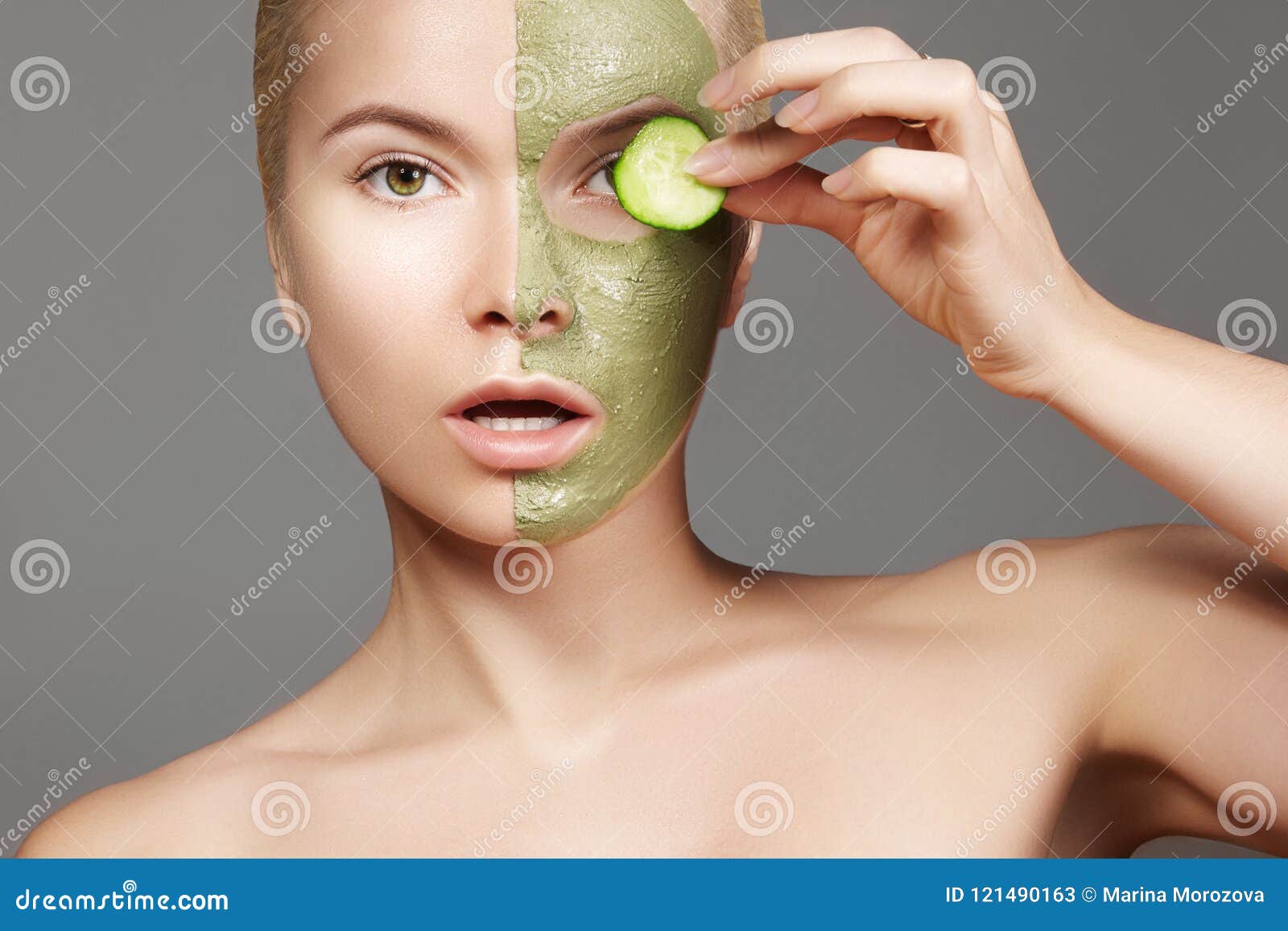 Beautiful Woman Applying Green Facial Mask. Beauty Treatments Stock ... Beautiful Woman Applying Green Facial Mask. Beauty Treatments Stock ...