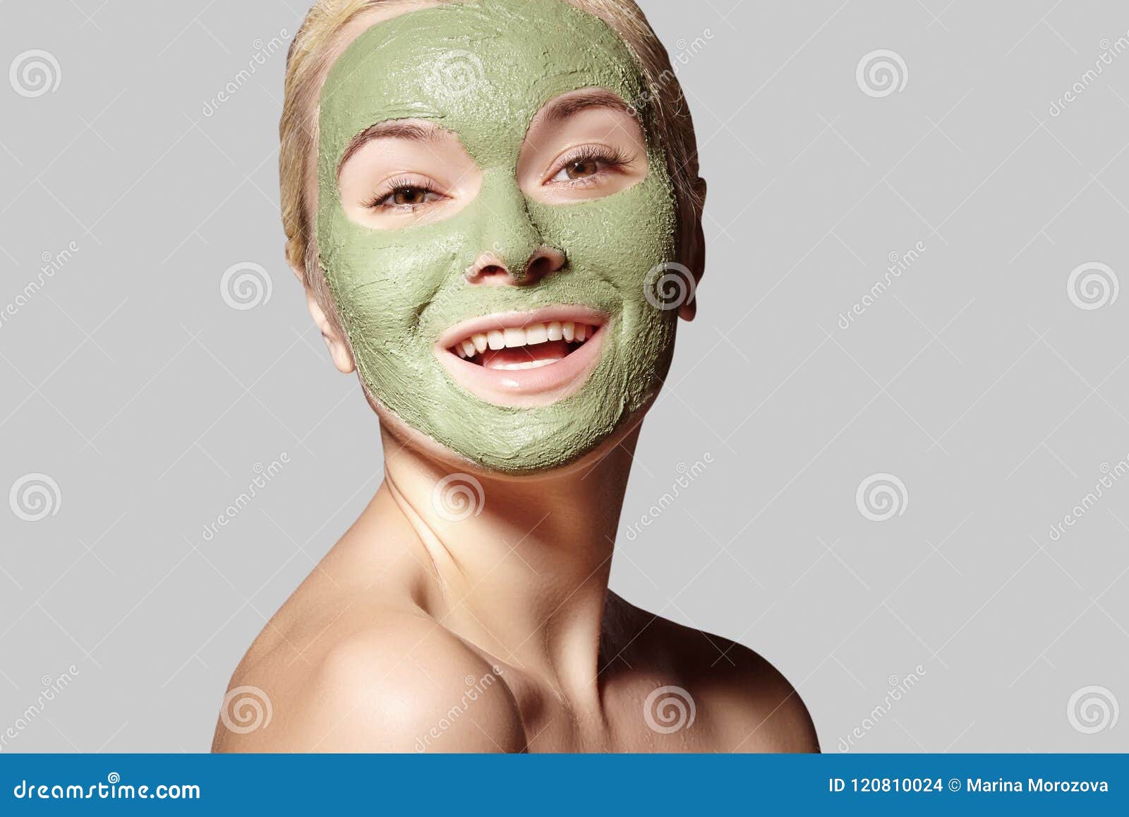 Beautiful Woman Applying Green Facial Mask. Beauty Treatments Stock ... Beautiful Woman Applying Green Facial Mask. Beauty Treatments Stock ...