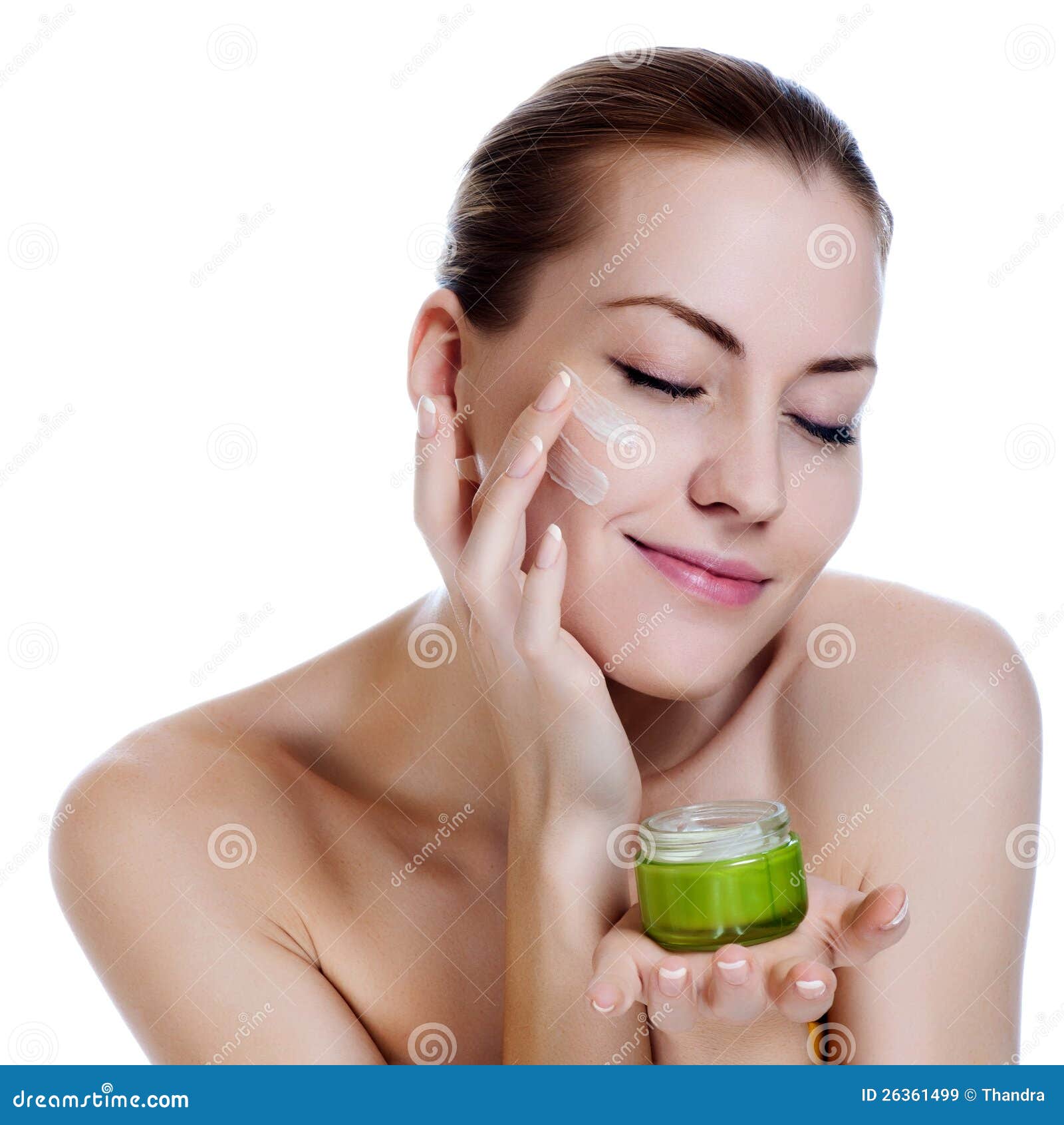 Beautiful Woman Applying Moisturizer Cream Stock Image Image Of