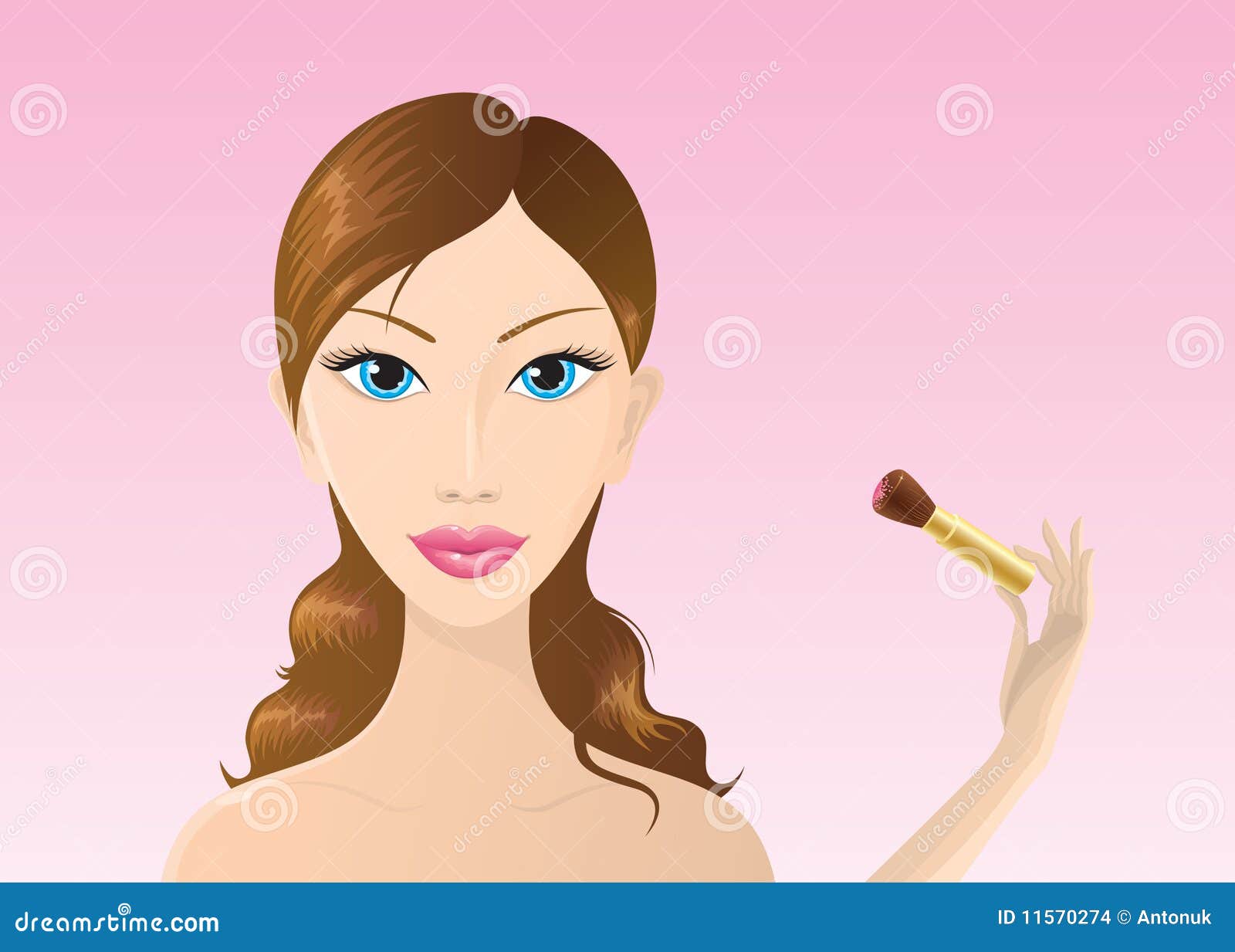 Beautiful Woman Applying Rouge Stock Vector - Illustration of makeup ...
