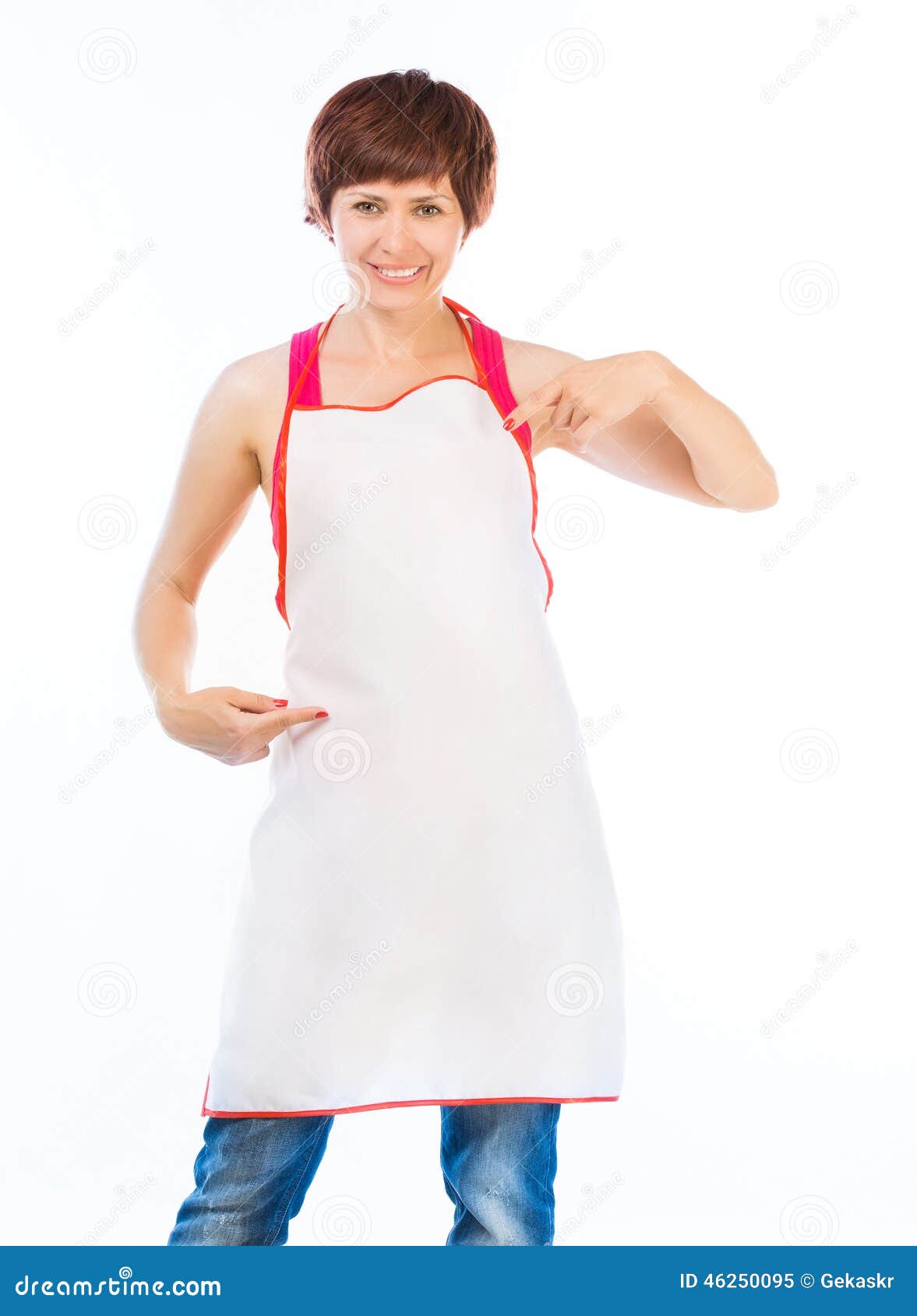 Beautiful woman in apron stock image. Image of kitchen - 46250095