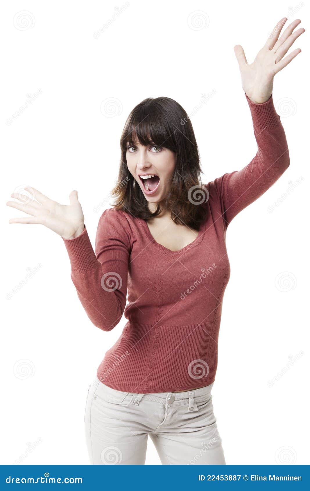 Beautiful Woman with Arms Up Stock Image - Image of beautiful ...