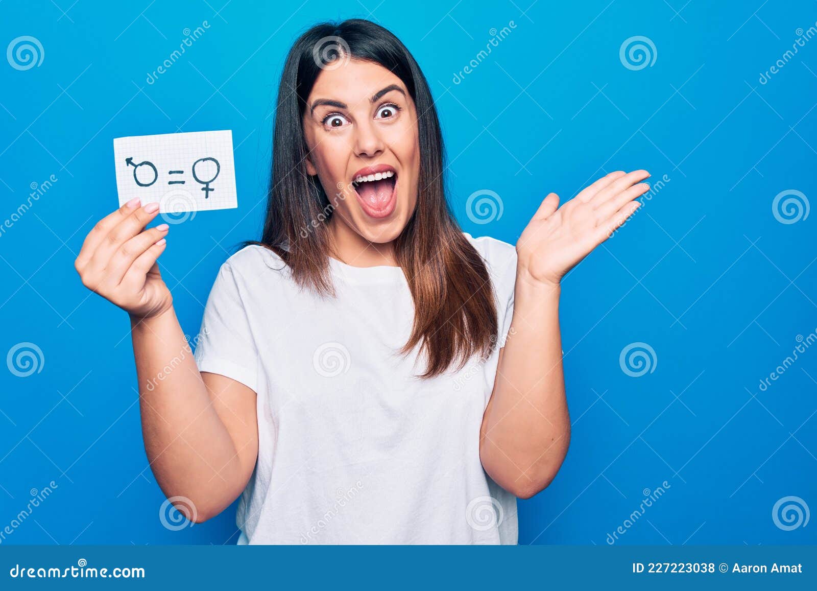 Beautiful Woman Asking For Sex Discrimination Holding Paper With Gender