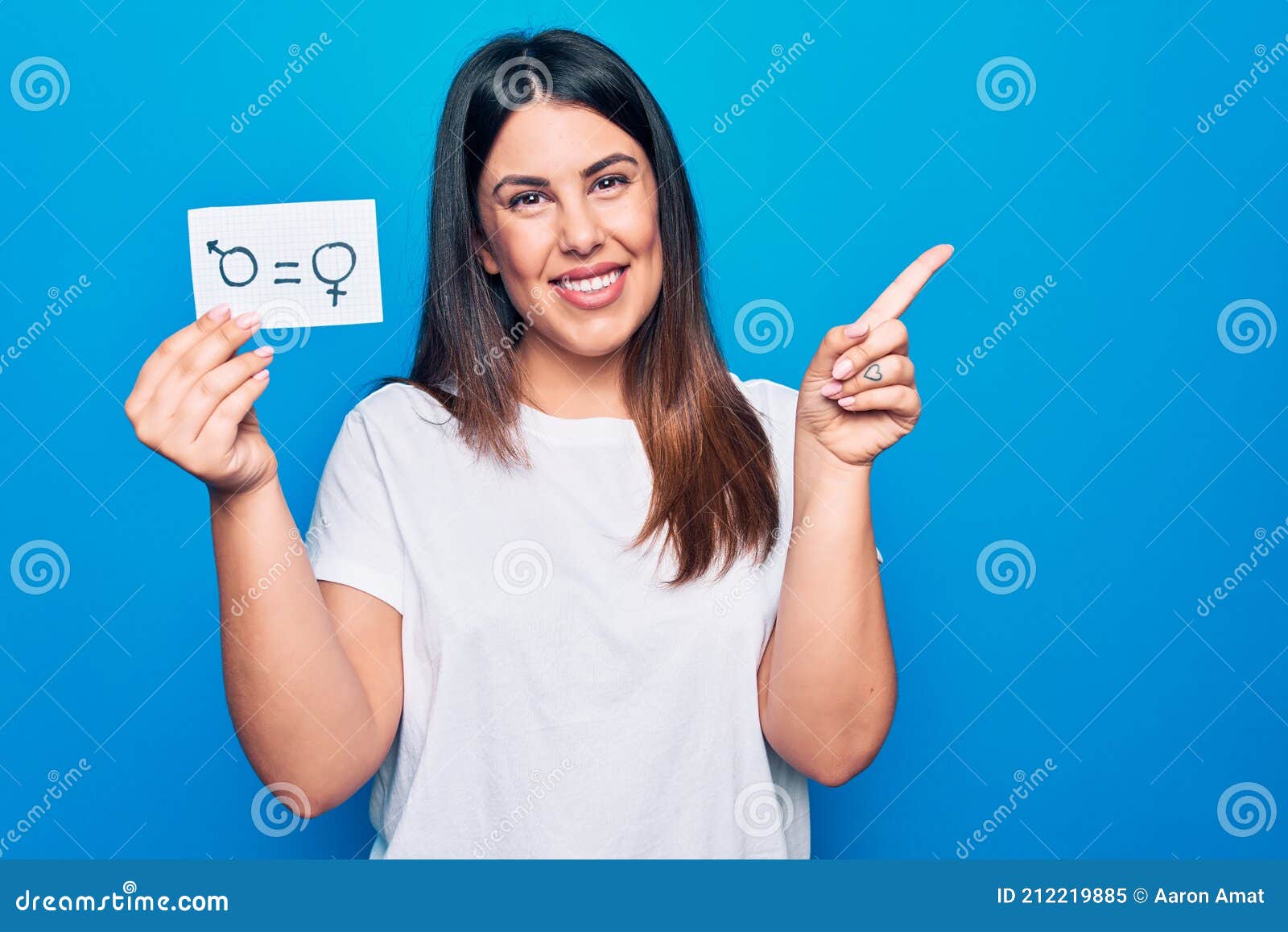 Beautiful Woman Asking For Sex Discrimination Holding Paper With Gender