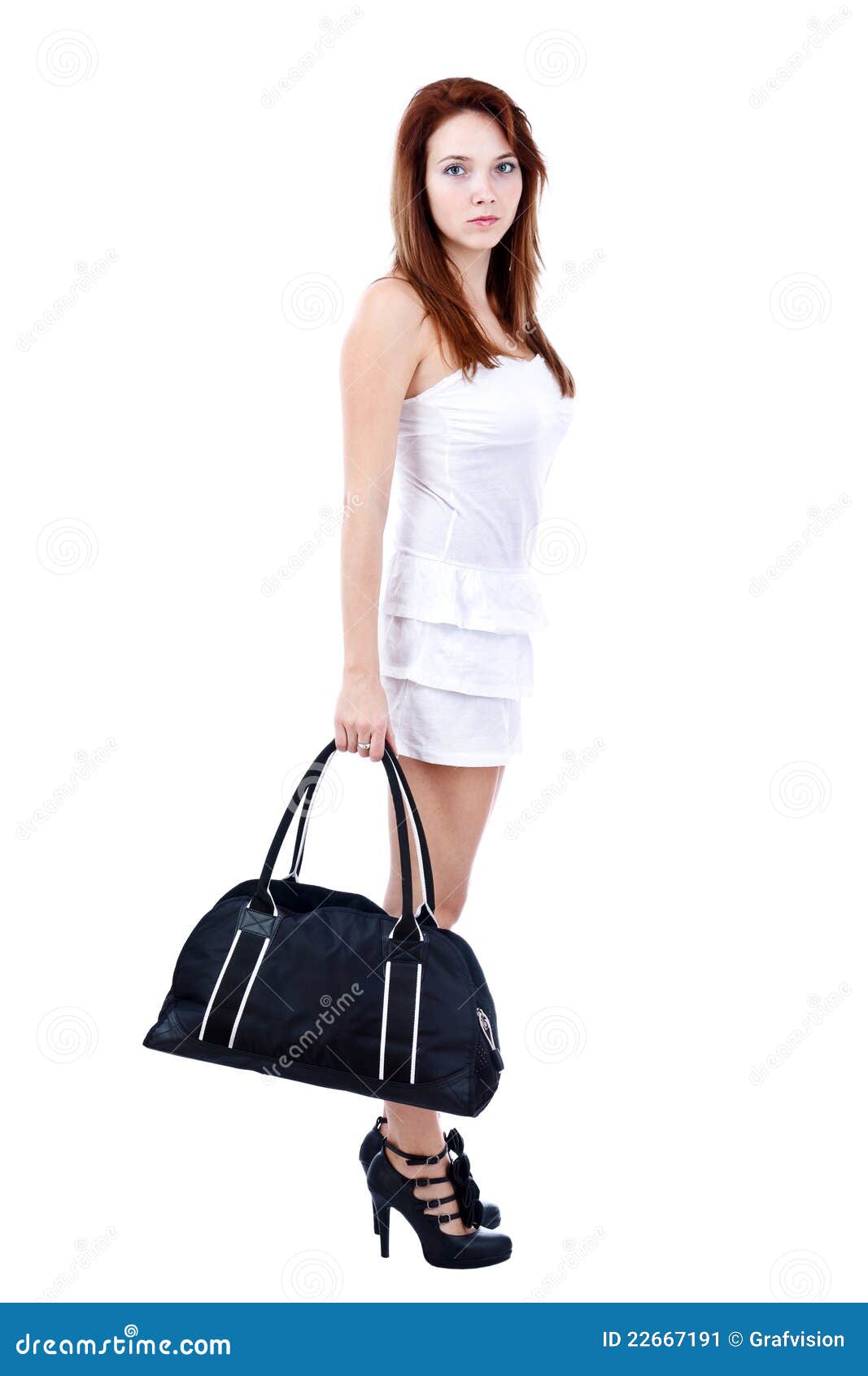 Beautiful woman with a bag stock image. Image of isolated - 22667191