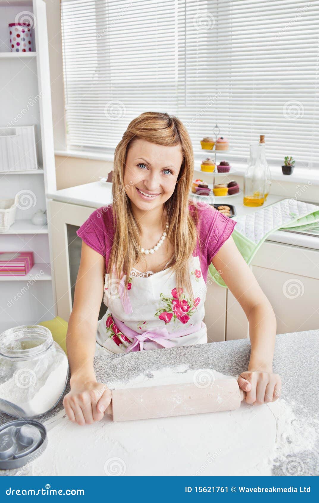 Beautiful Woman Baking in the Kitchen at Home Stock Image - Image of ...