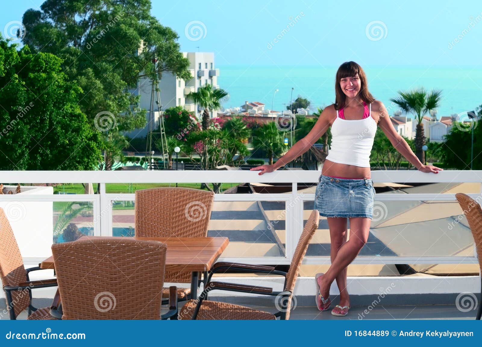 Beautiful Woman at Balcony of Hotel Stock Image - Image of fashion ...