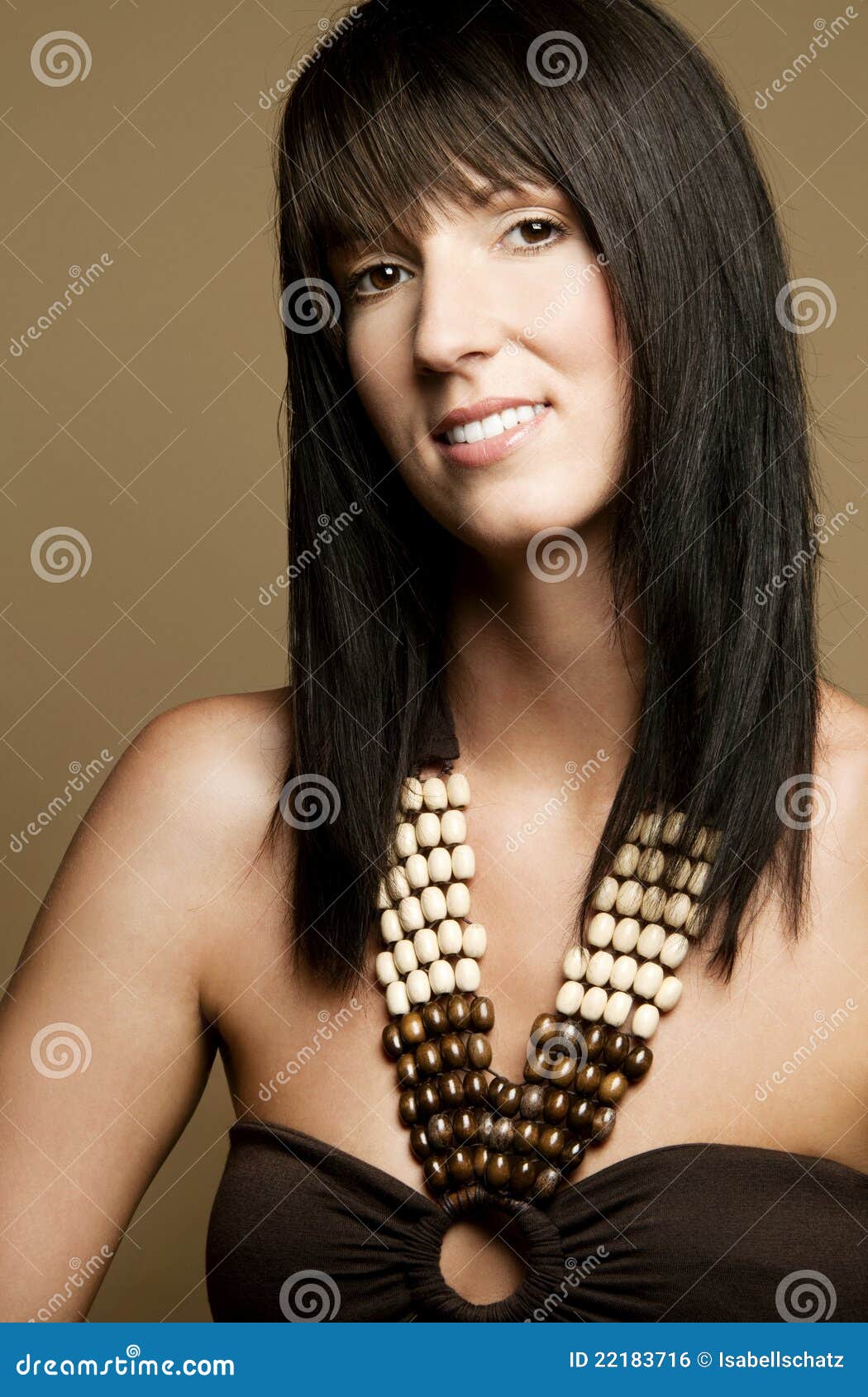 Beautiful woman with bangs stock photo. Image of pearls - 22183716
