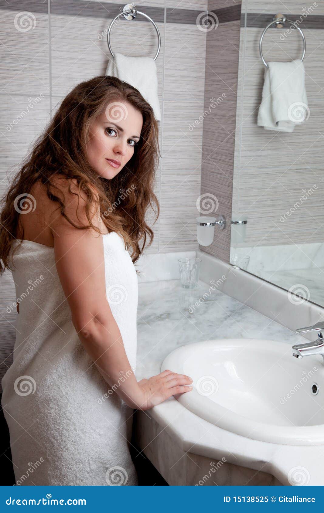 Beautiful Woman in Bathroom Stock Image - Image of gorgeous, natural ...
