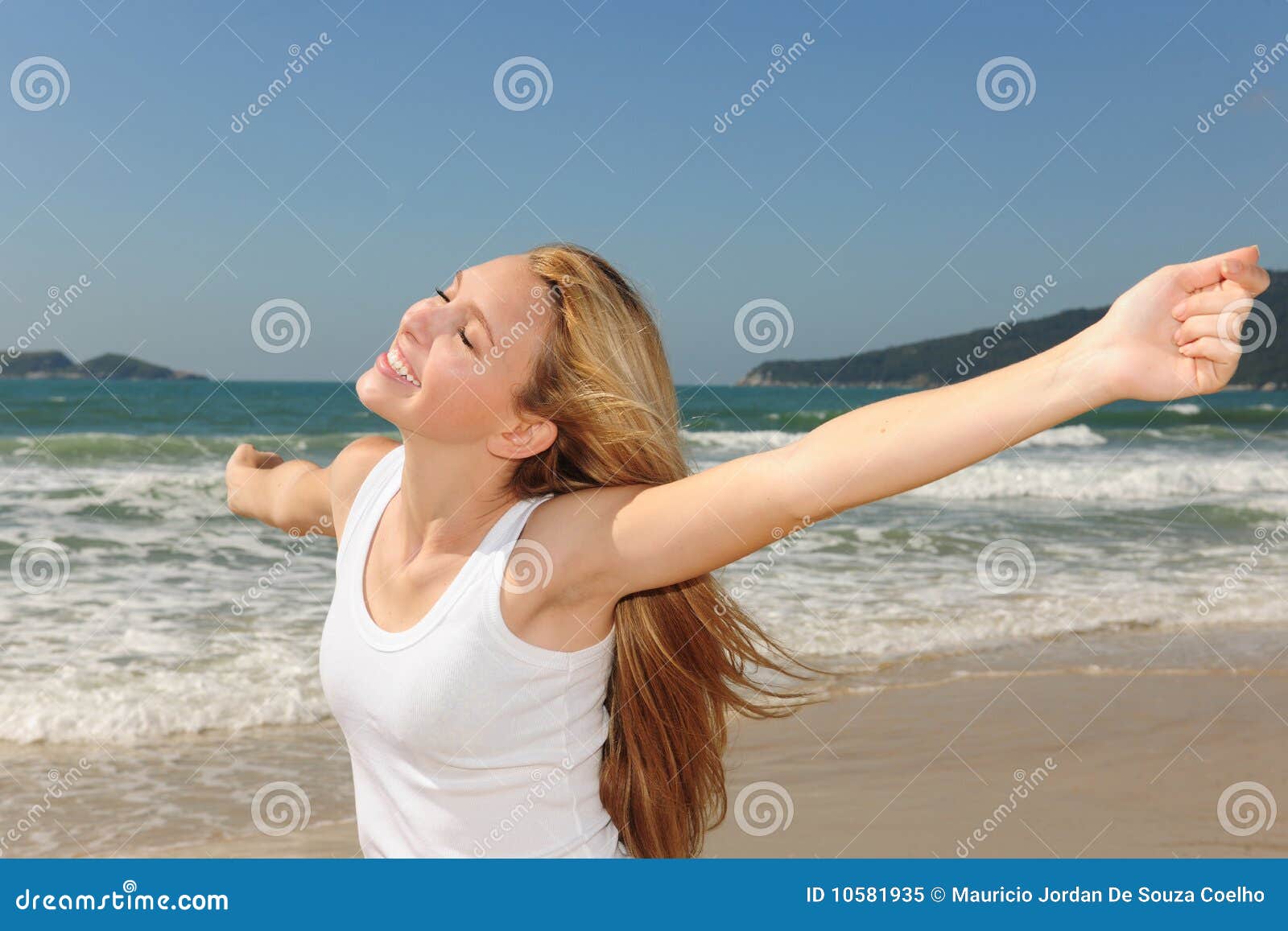Beautiful Woman on the Beach Stock Image - Image of adult, freedom ...