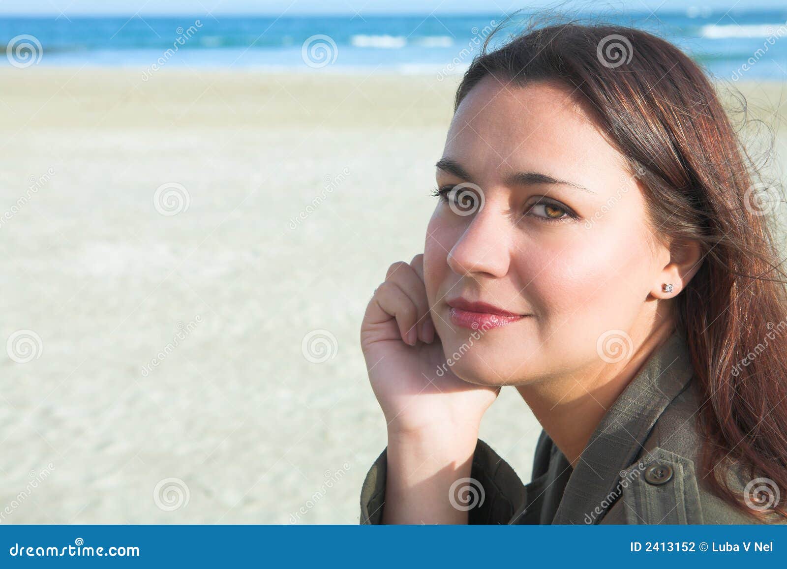 Beautiful woman on beach stock photo. Image of peaceful - 2413152