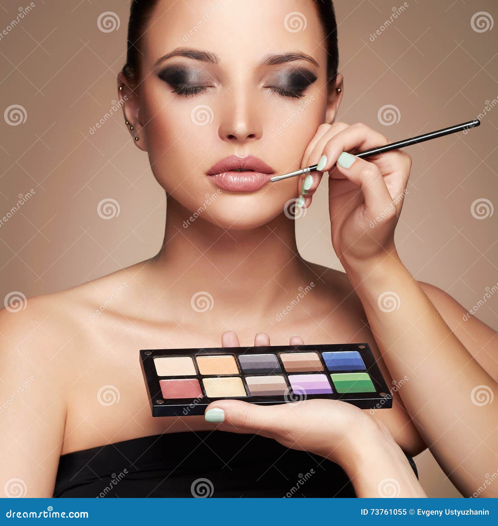 Beautiful Woman Beauty Girl With Make Up Makeup Artist Applies