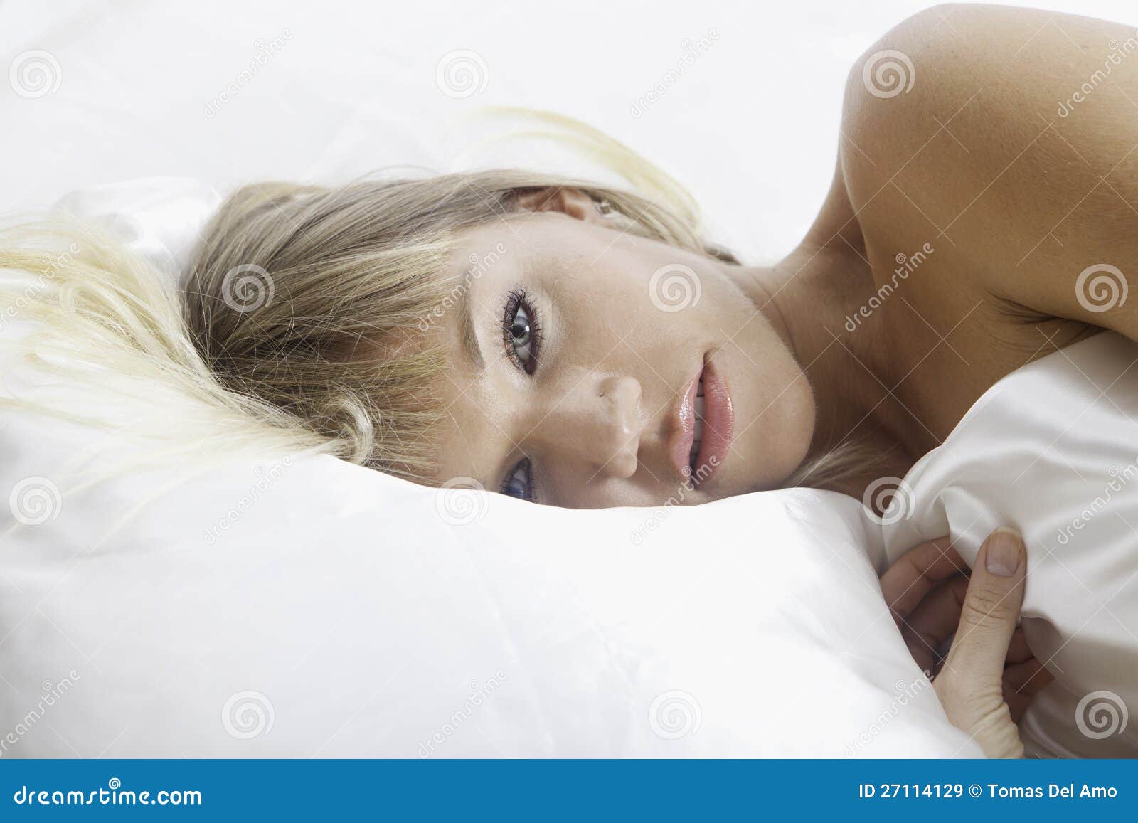 Beautiful woman in bed stock image. Image of white, woman - 27114129