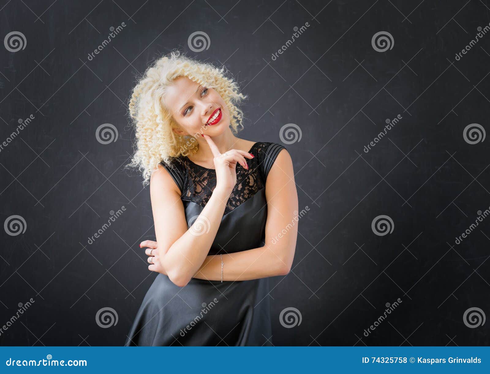 Beautiful Woman Being Thoughtful Stock Photo - Image of enjoying, face ...