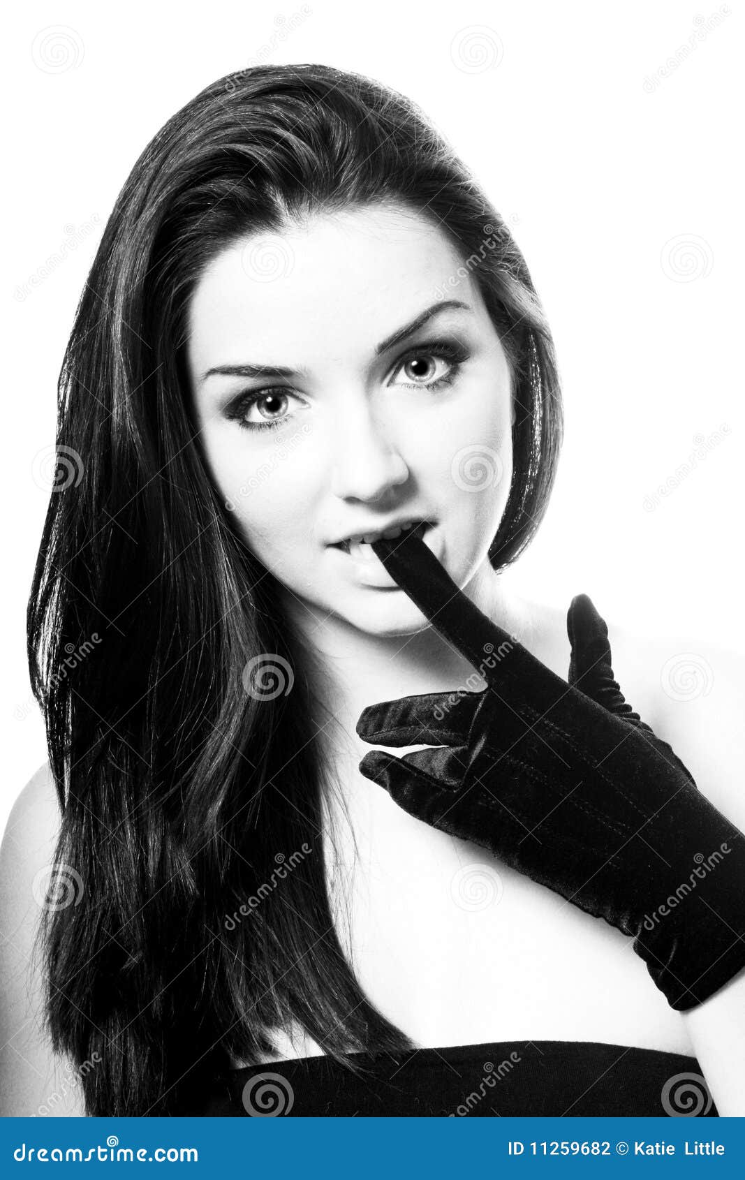 Beautiful Woman Biting Her Glove Stock Photo - Image of complexion ...
