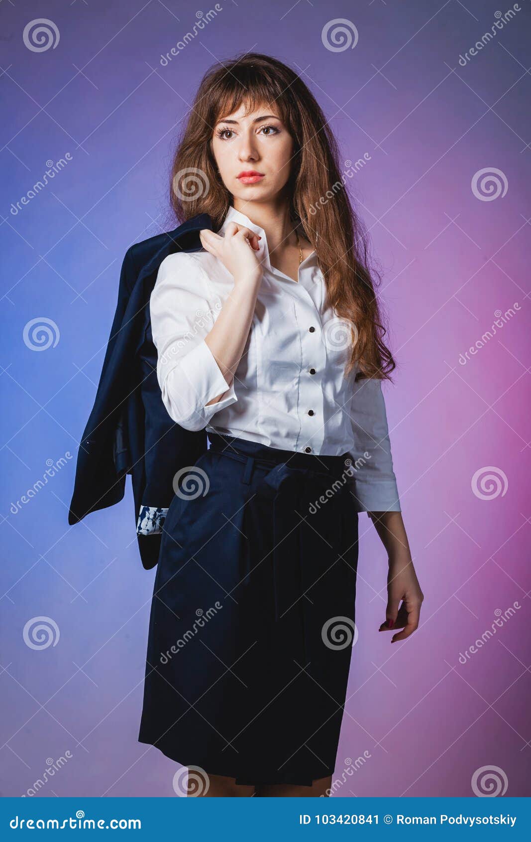 Beautiful Woman on Black Classical Dress Pose Stock Image - Image of ...