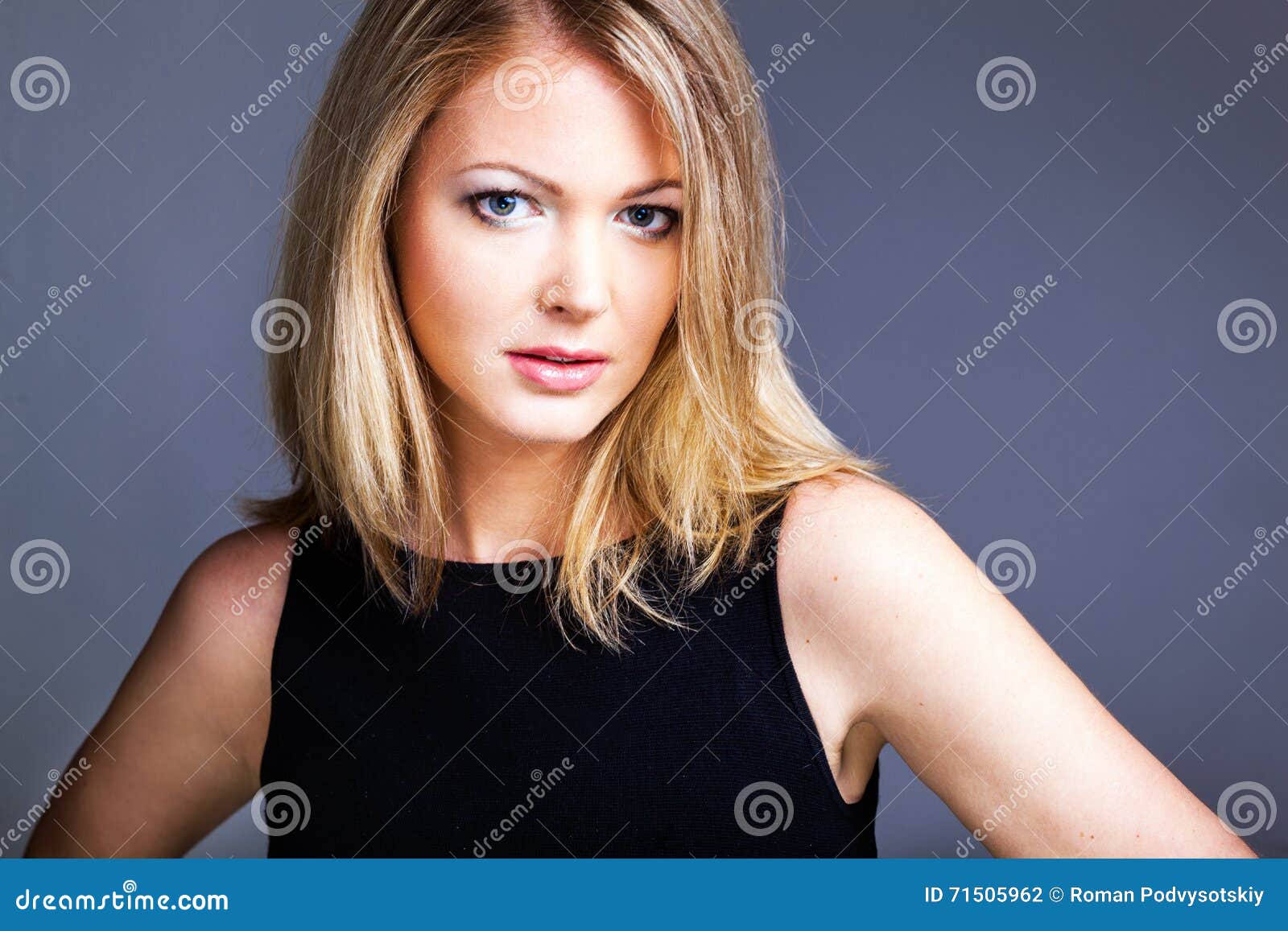 Beautiful Woman in Black Classical Dress Pose Stock Photo - Image of ...